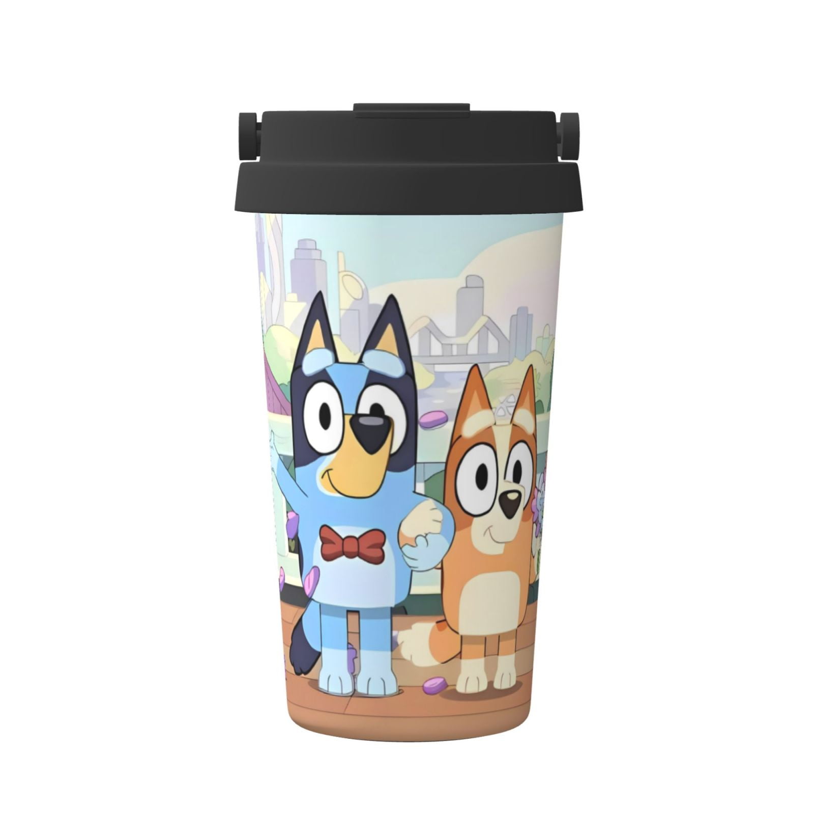Lsque Bluey Pattern Travel Coffee Mug 16oz: Insulated Coffee Cup with ...