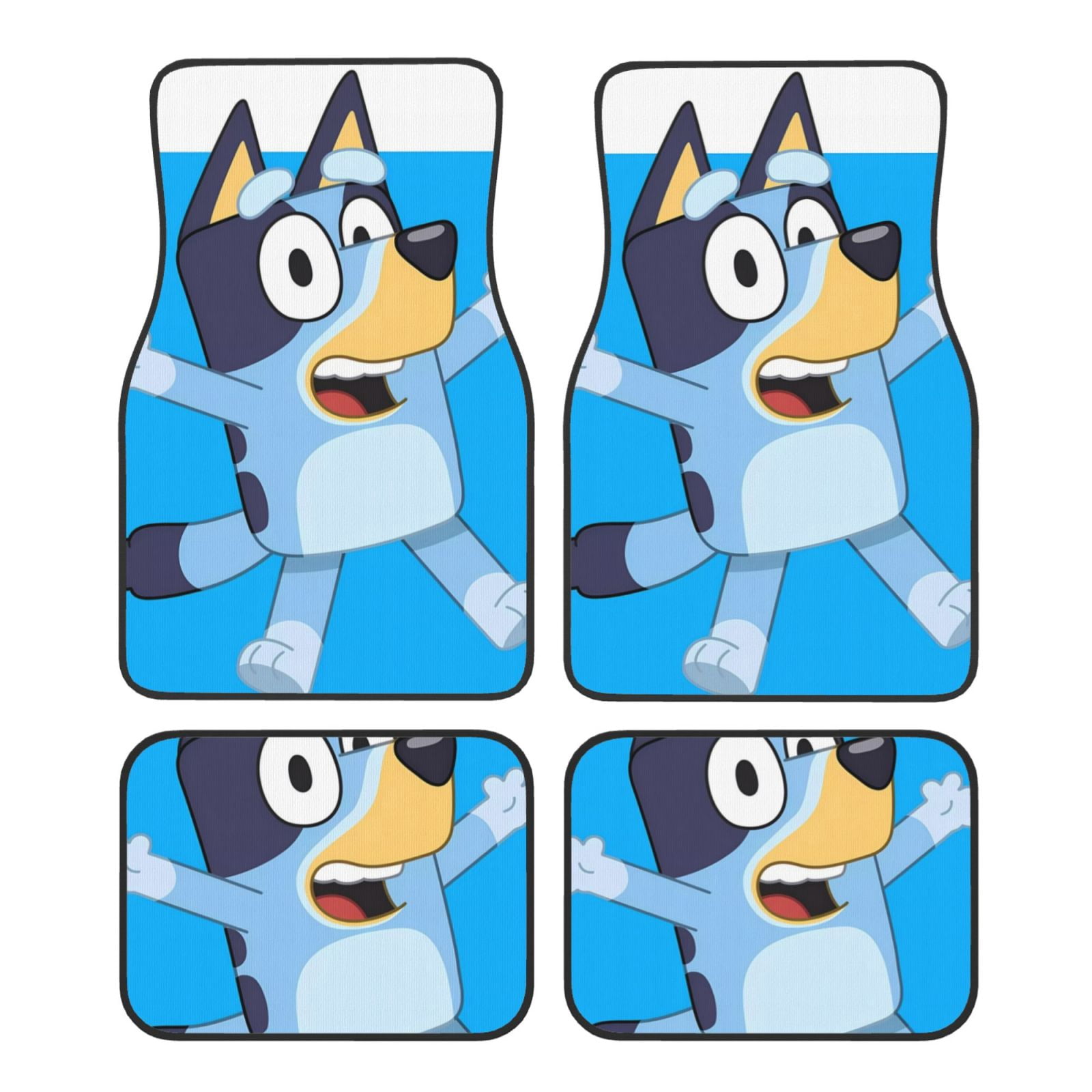Lsque Bluey Print 4-Piece Floor Mats, Heavy-Duty Rubber Liners, Anti ...