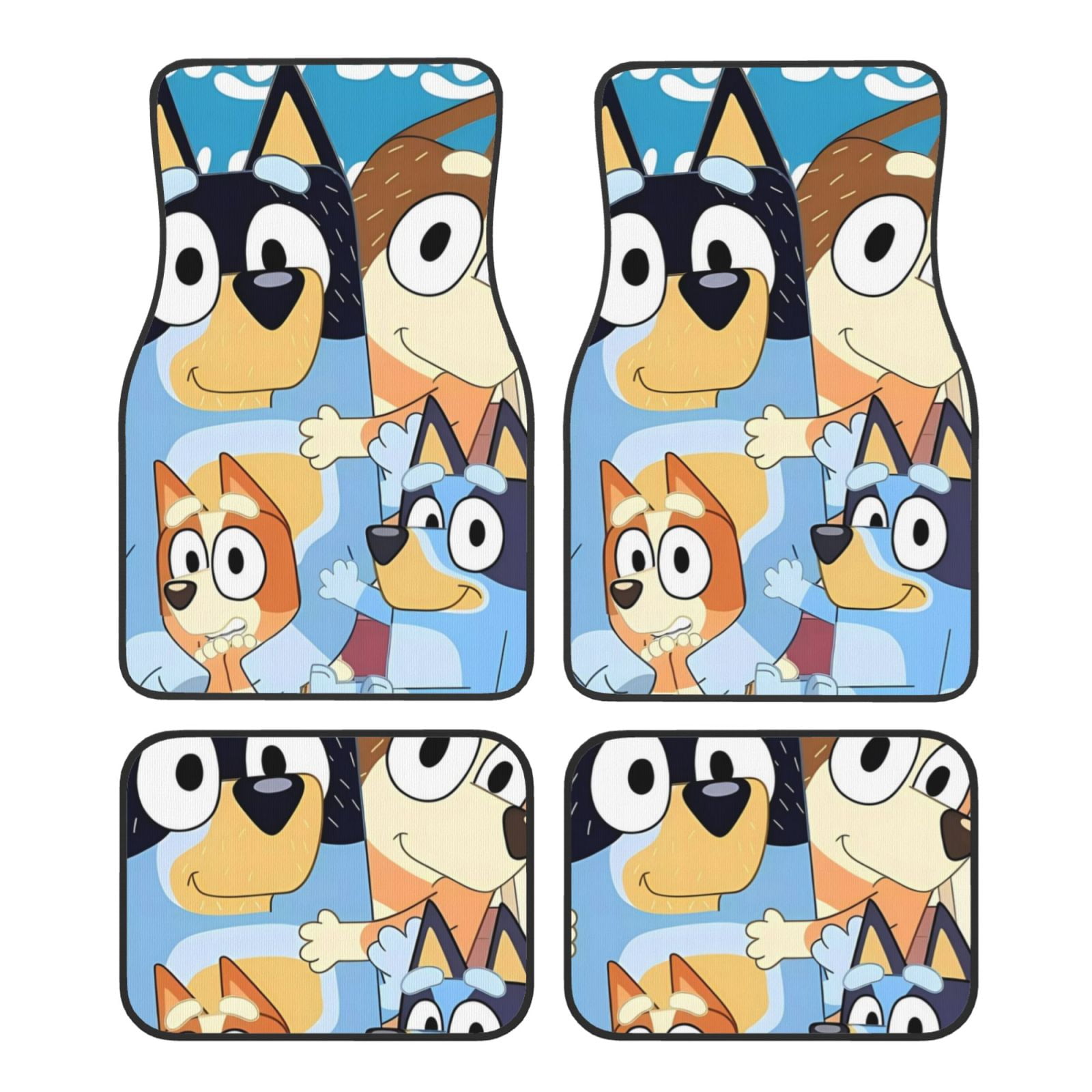 Lsque Bluey Print 4-Piece Floor Mats, Heavy-Duty Rubber Liners, Anti ...