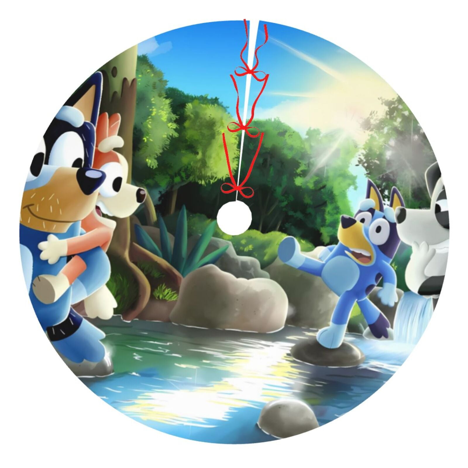 Lsque Bluey Print Christmas Tree Skirt, Tree Skirt with Ties or Velcro ...