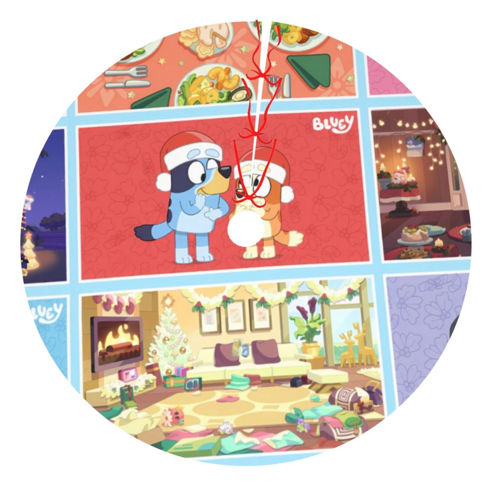 Lsque Bluey Print Christmas Tree Skirt, Tree Skirt with Ties or Velcro ...