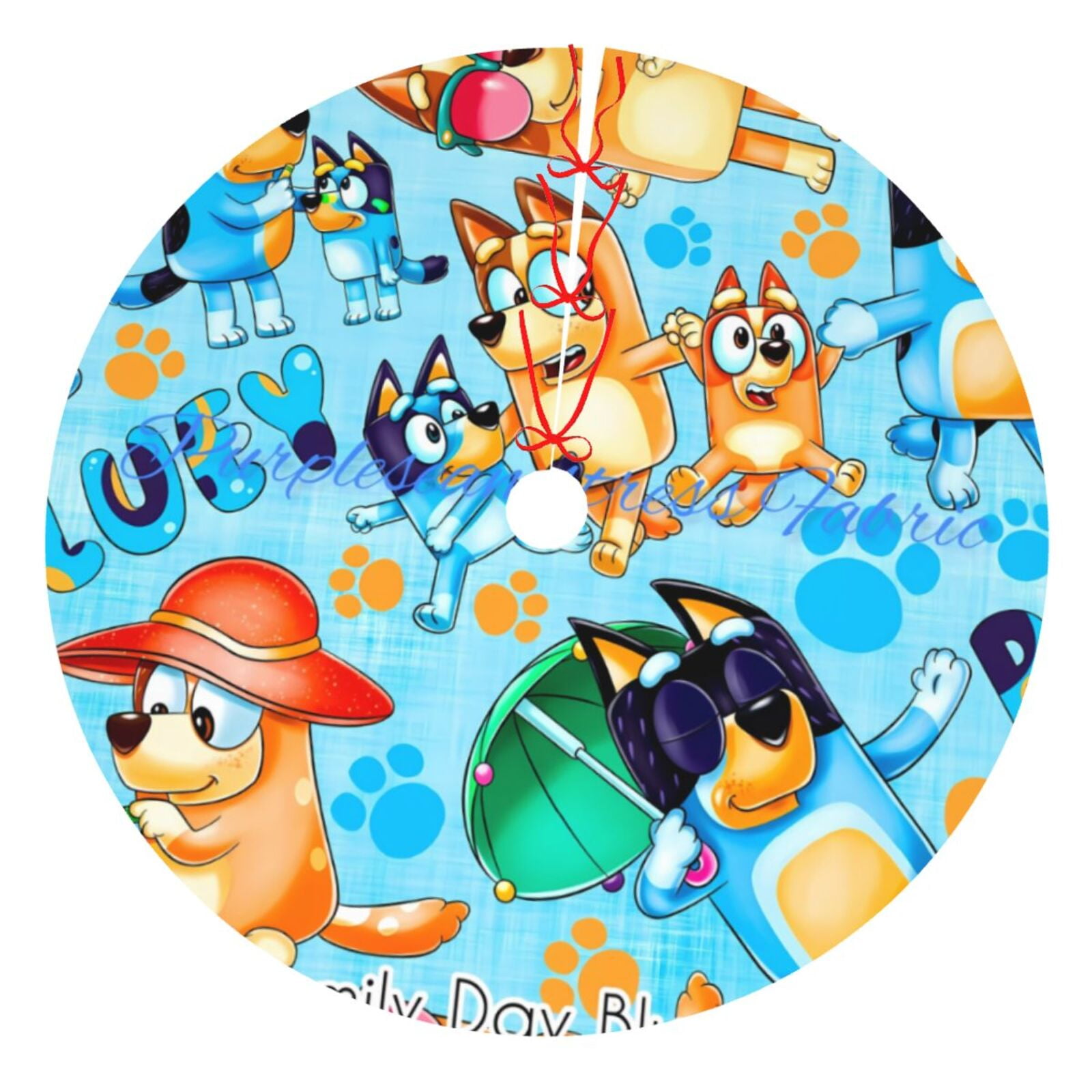 Lsque Bluey Print Christmas Tree Skirt, Tree Skirt with Ties or Velcro ...