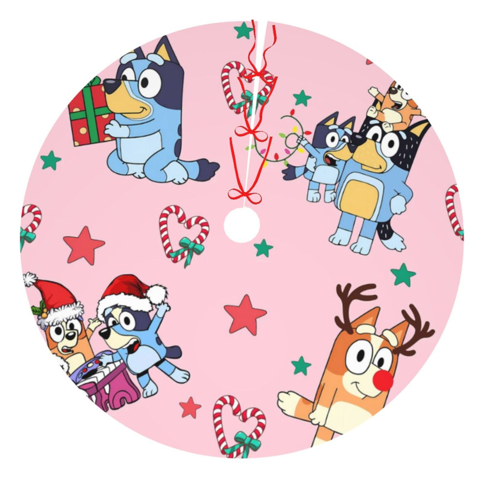 Lsque Bluey Print Christmas Tree Skirt, Tree Skirt with Ties or Velcro ...