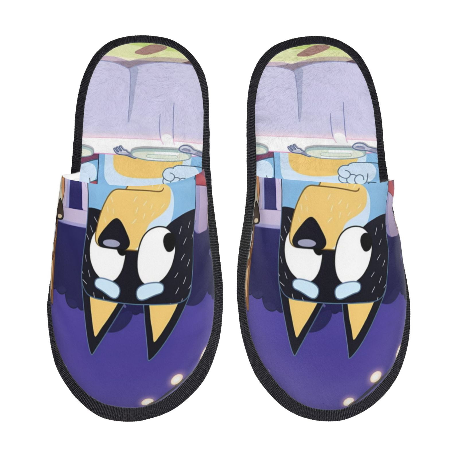 Lsque Bluey Print Fuzzy Slippers Fuzzy Soft House Slippers Plush Furry ...