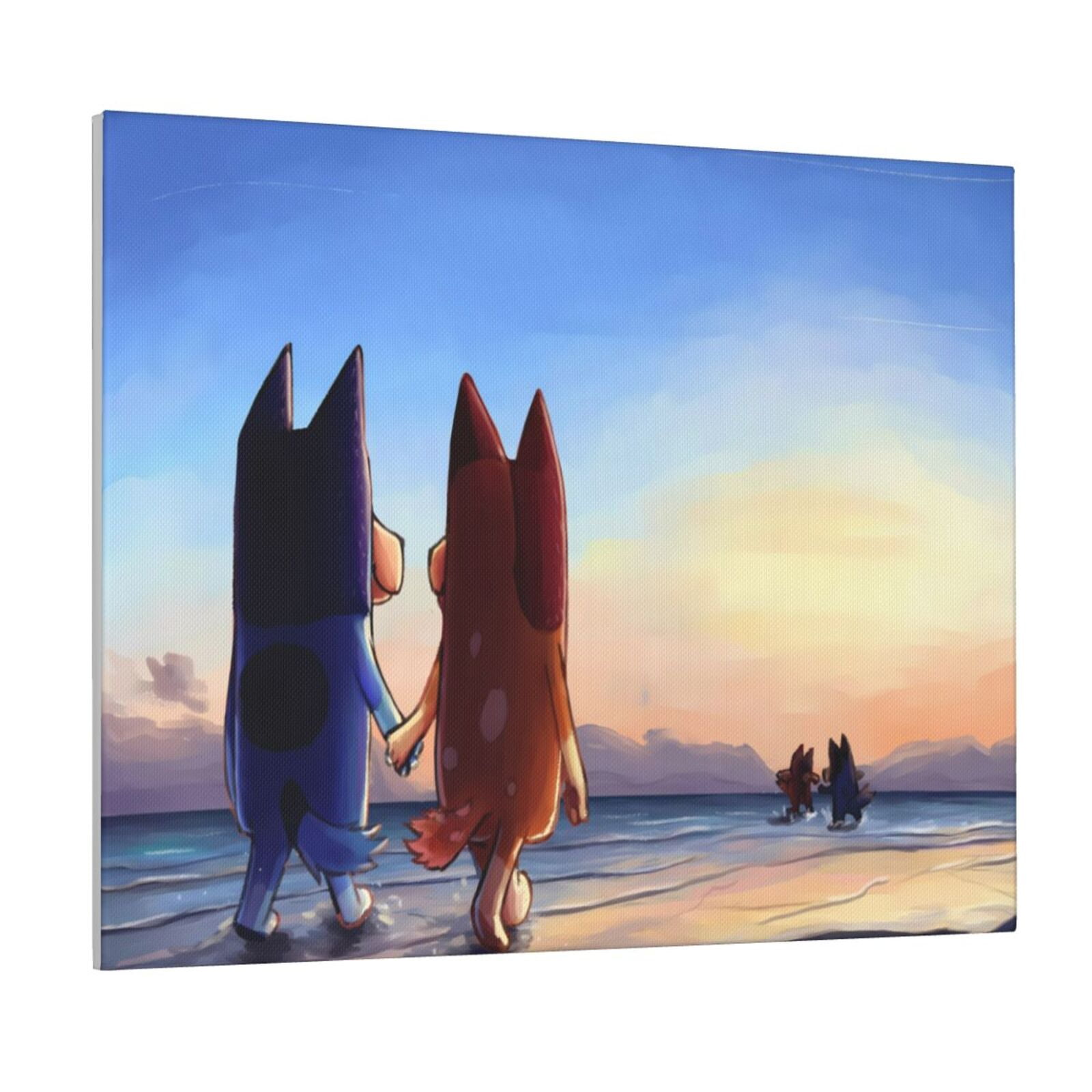 Lsque Bluey Print Wall Art – Decorative Picture for Living Room ...