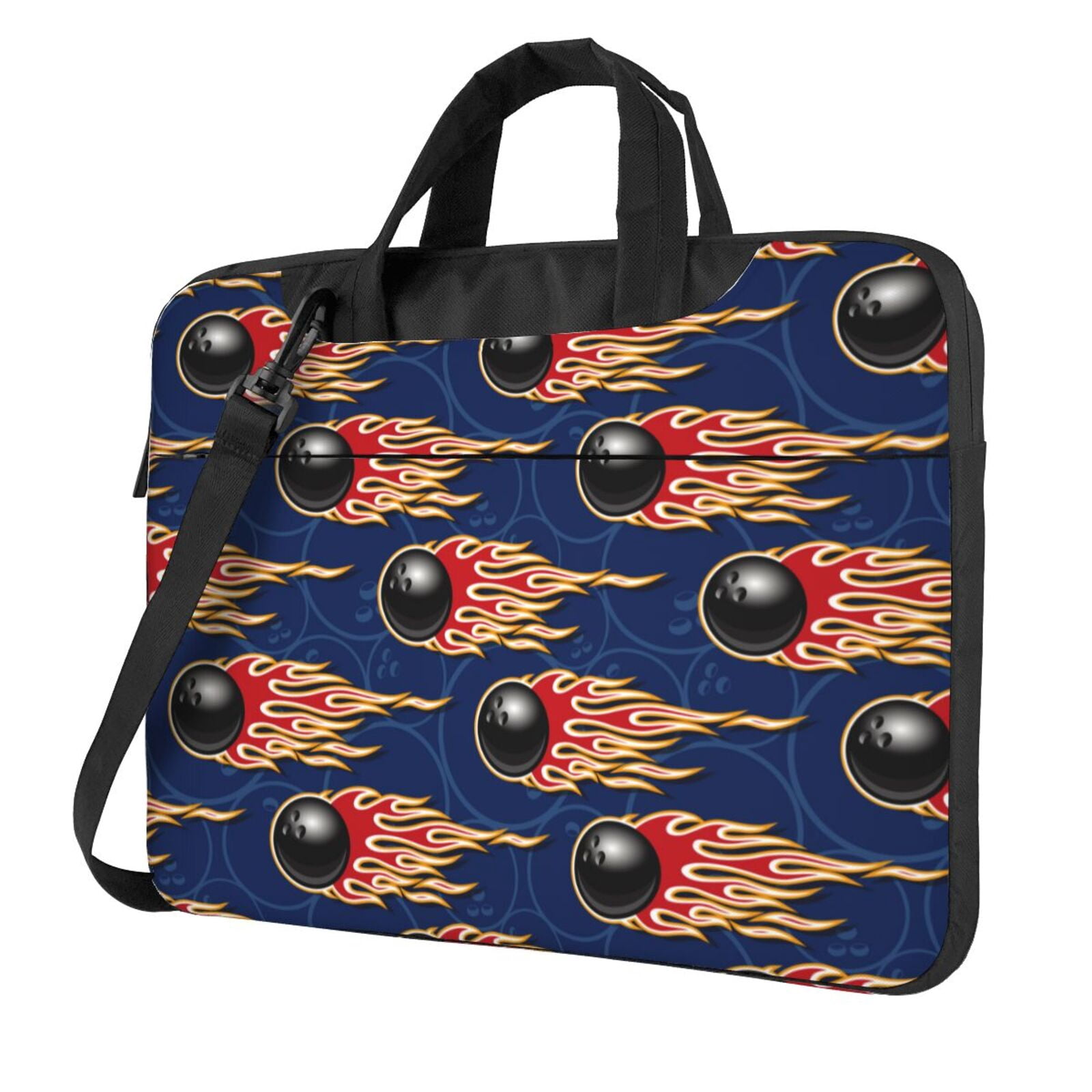 Lsque Bowling Ball And Flame Pattern Laptop Bag – Portable & Slim ...