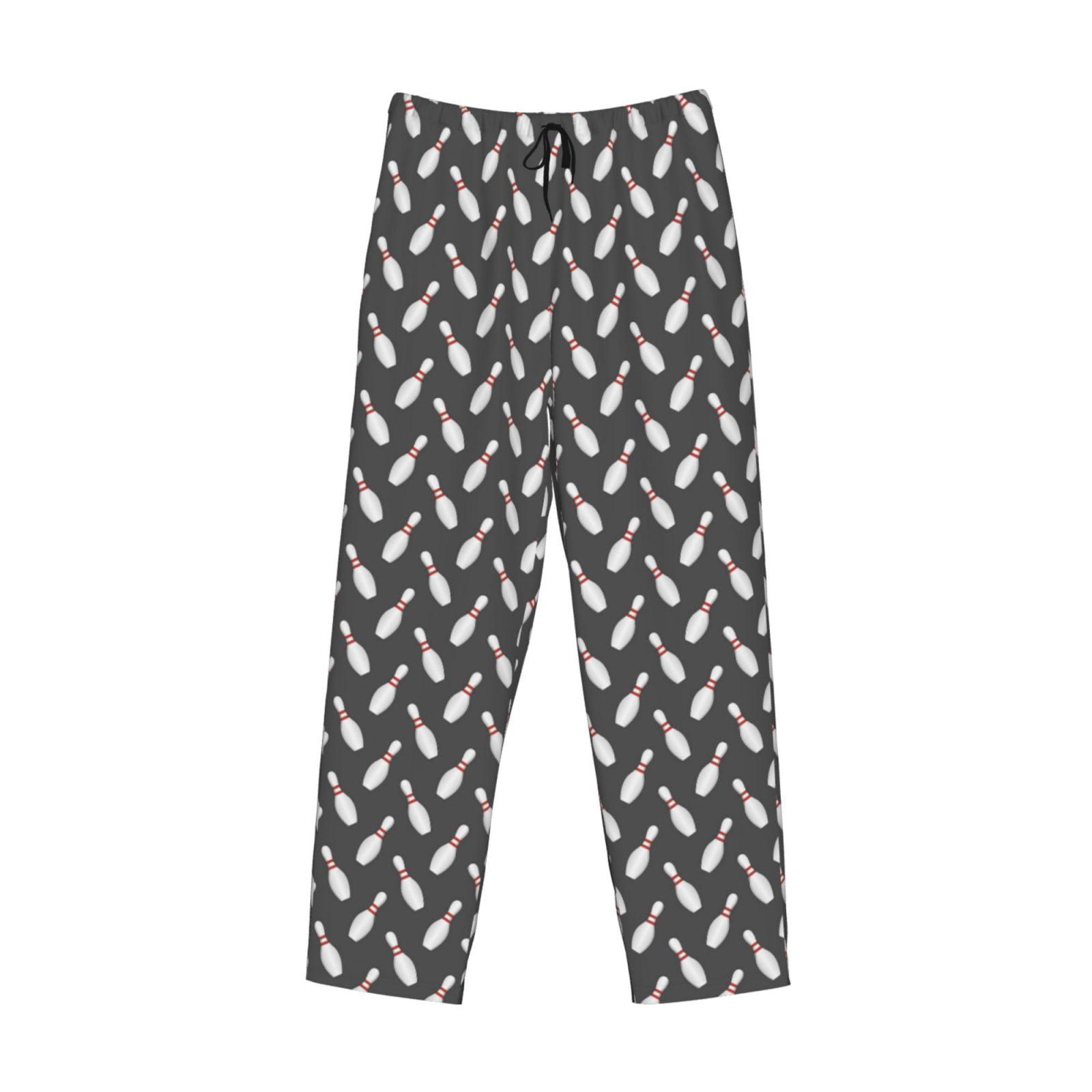 Lsque Bowling Pins Print Men's Pajama Pants, Lounge Pant - Comfortable ...