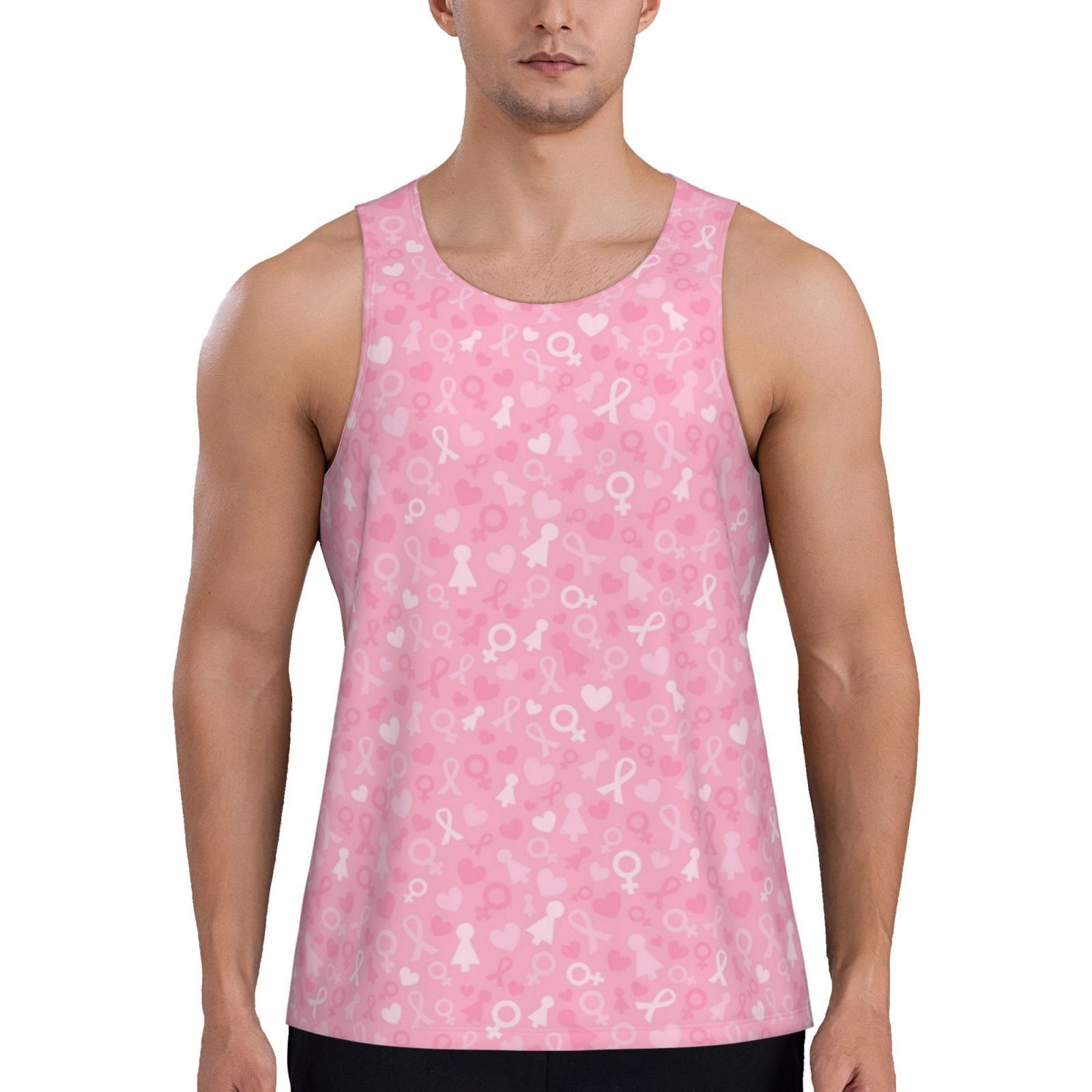 Lsque Breast Cancer Awareness Pattern Mens Tank Tops Muscle Athletic ...
