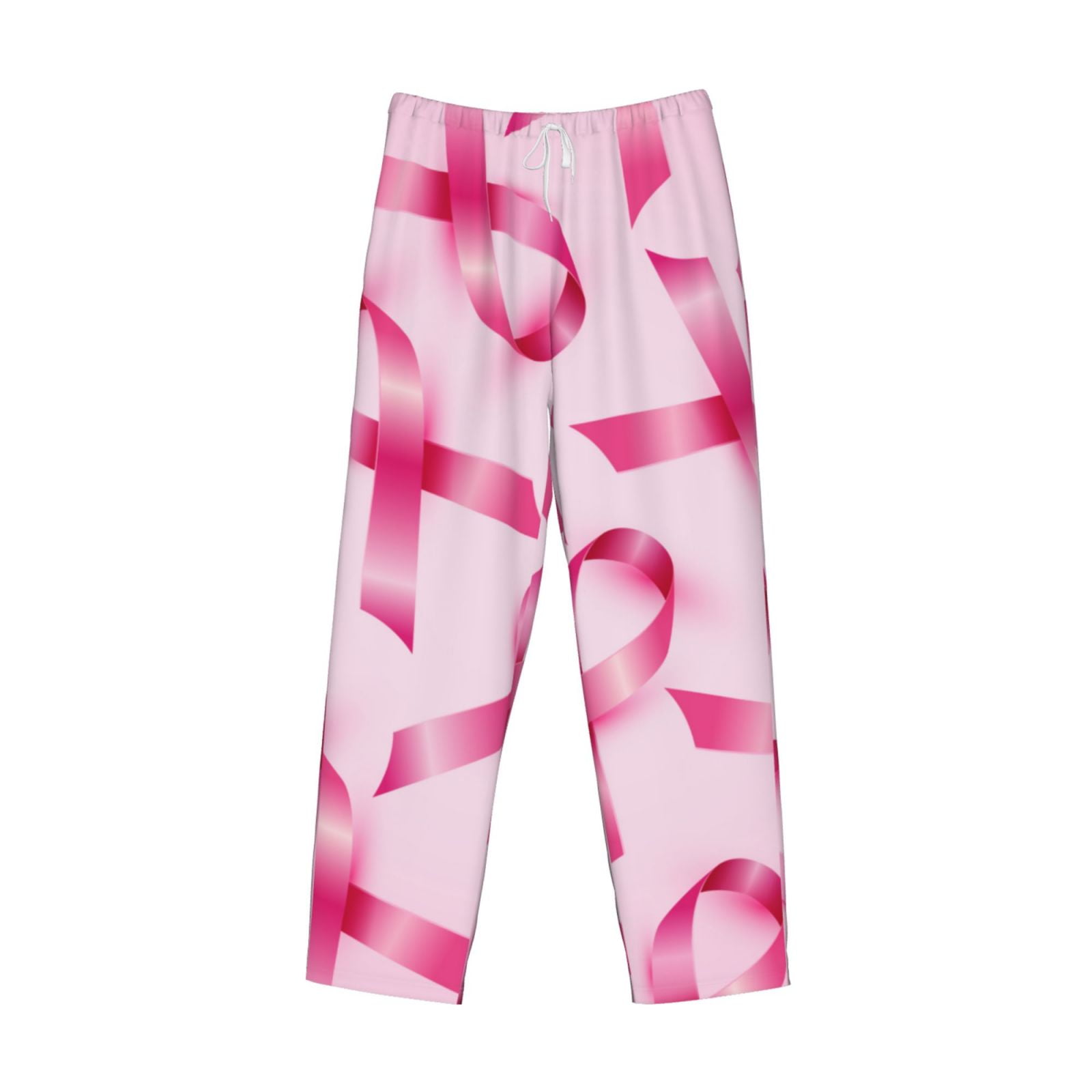 Lsque Breast Cancer Ribbons Awareness Print Men's Pajama Pants, Lounge ...