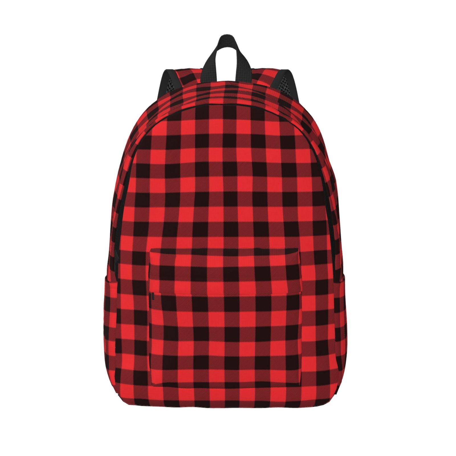 Lsque Buffalo Plaid Red Black Pattern Canvas Daypack, Durable Backpack ...