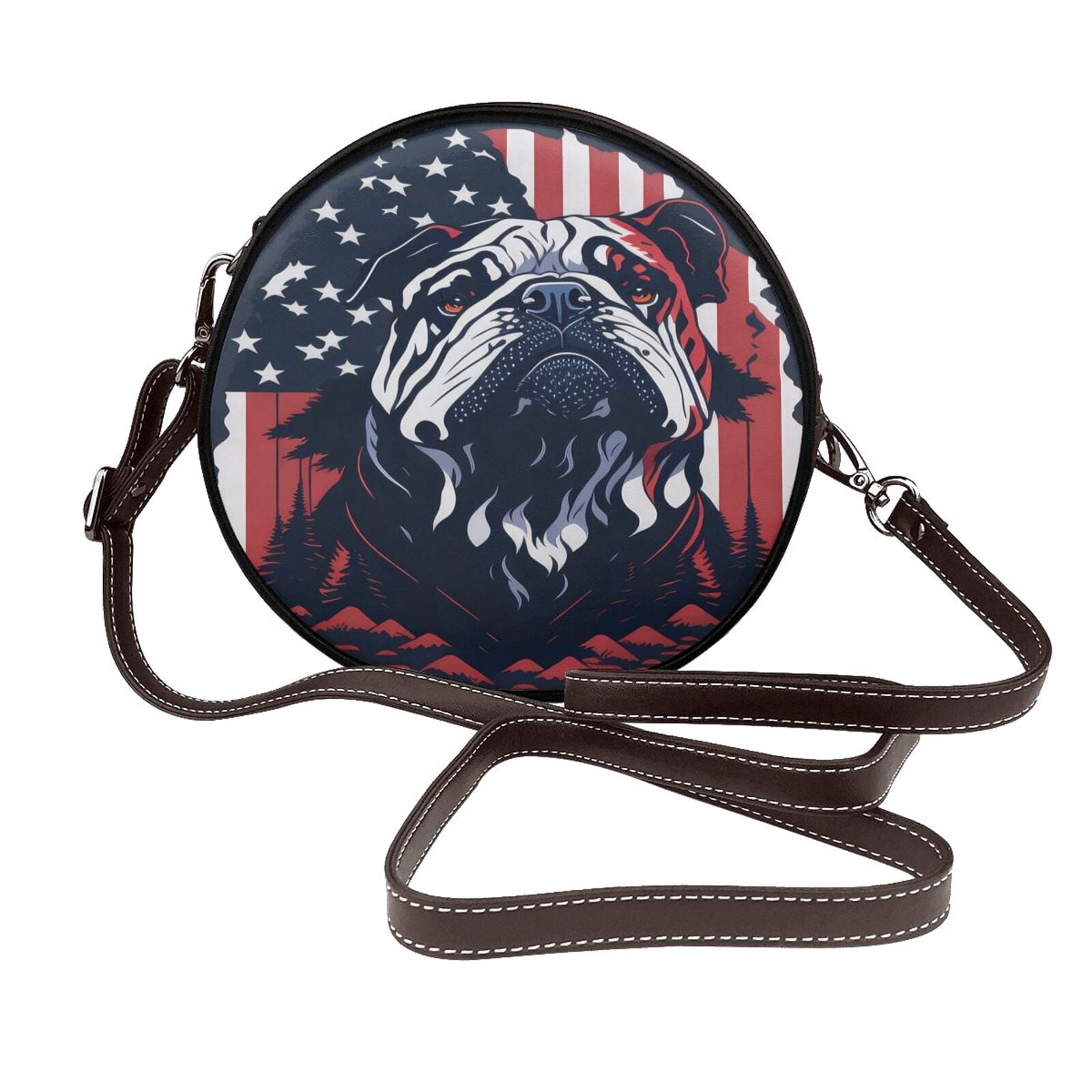 Lsque Bulldog with Forest Flag Pattern Shoulder Bag – Microfiber ...