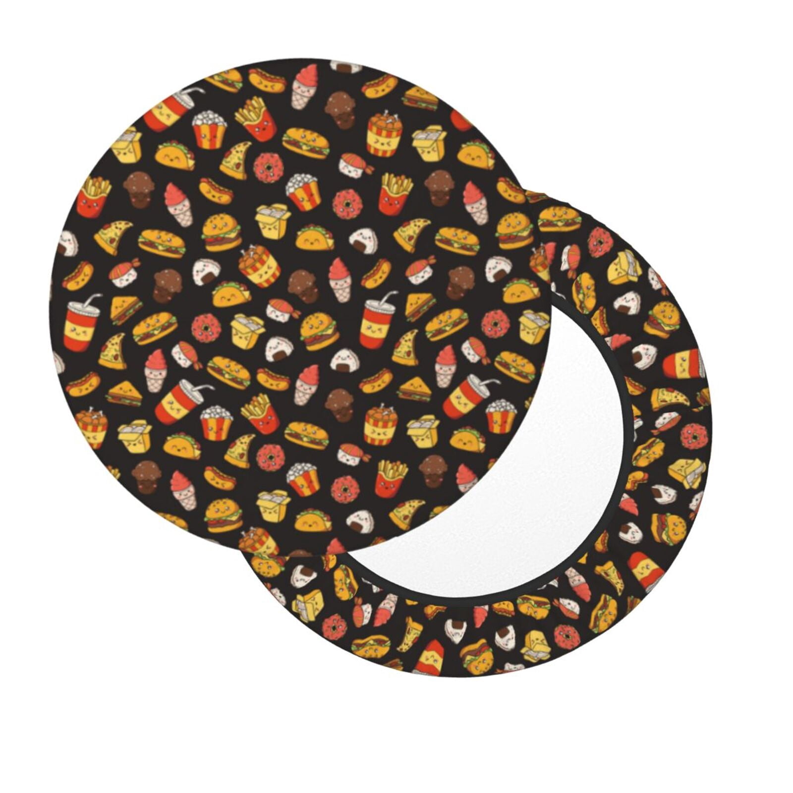 Lsque Burger Fries Round Bar chair cushion covers Velvet Fabric Premium ...