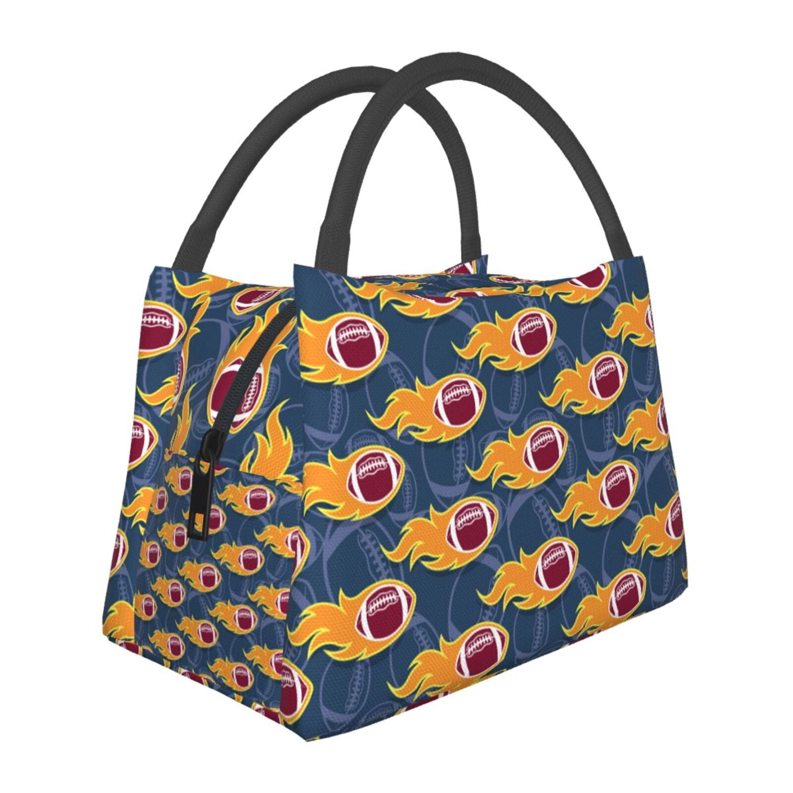 Lsque Burning Rugby Balls Pattern Portable Insulation Lunch Bag ...