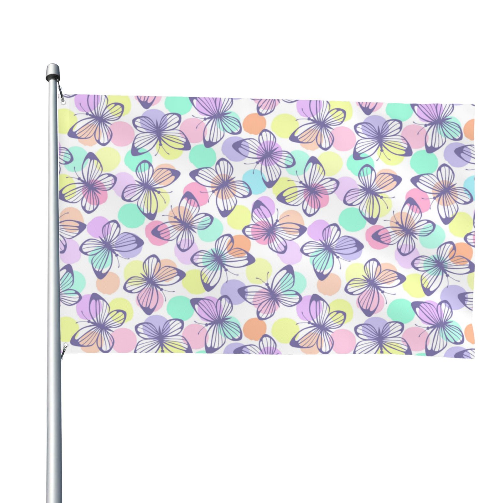 Lsque Butterflies on Polka Dots Pattern Flag,Butterflies on Polka Dots ...
