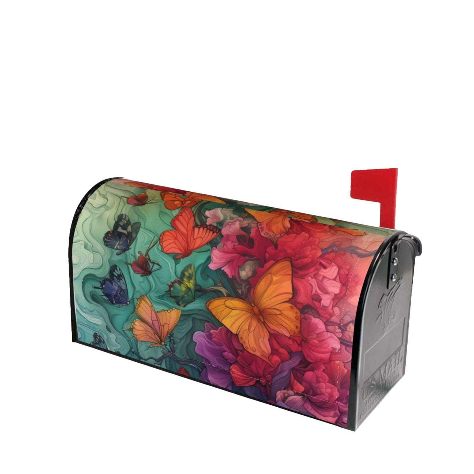 Lsque Butterfly Flower Cascade Mailbox Cover Standard Size ,Magnetic ...