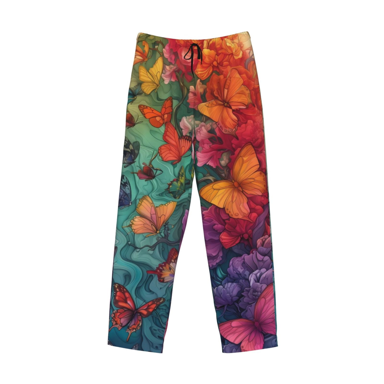 Lsque Butterfly Flower Cascade Print Men's Pajama Pants, Lounge Pant ...