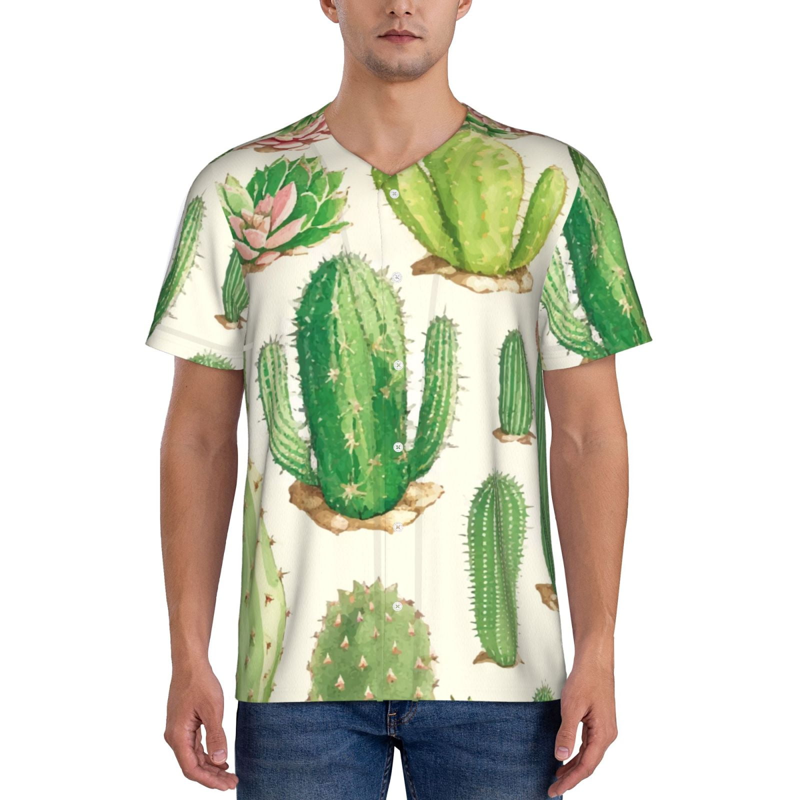 Lsque Cactus And Succulent Pattern Mens Polo Golf Shirts Funny Graphics ...