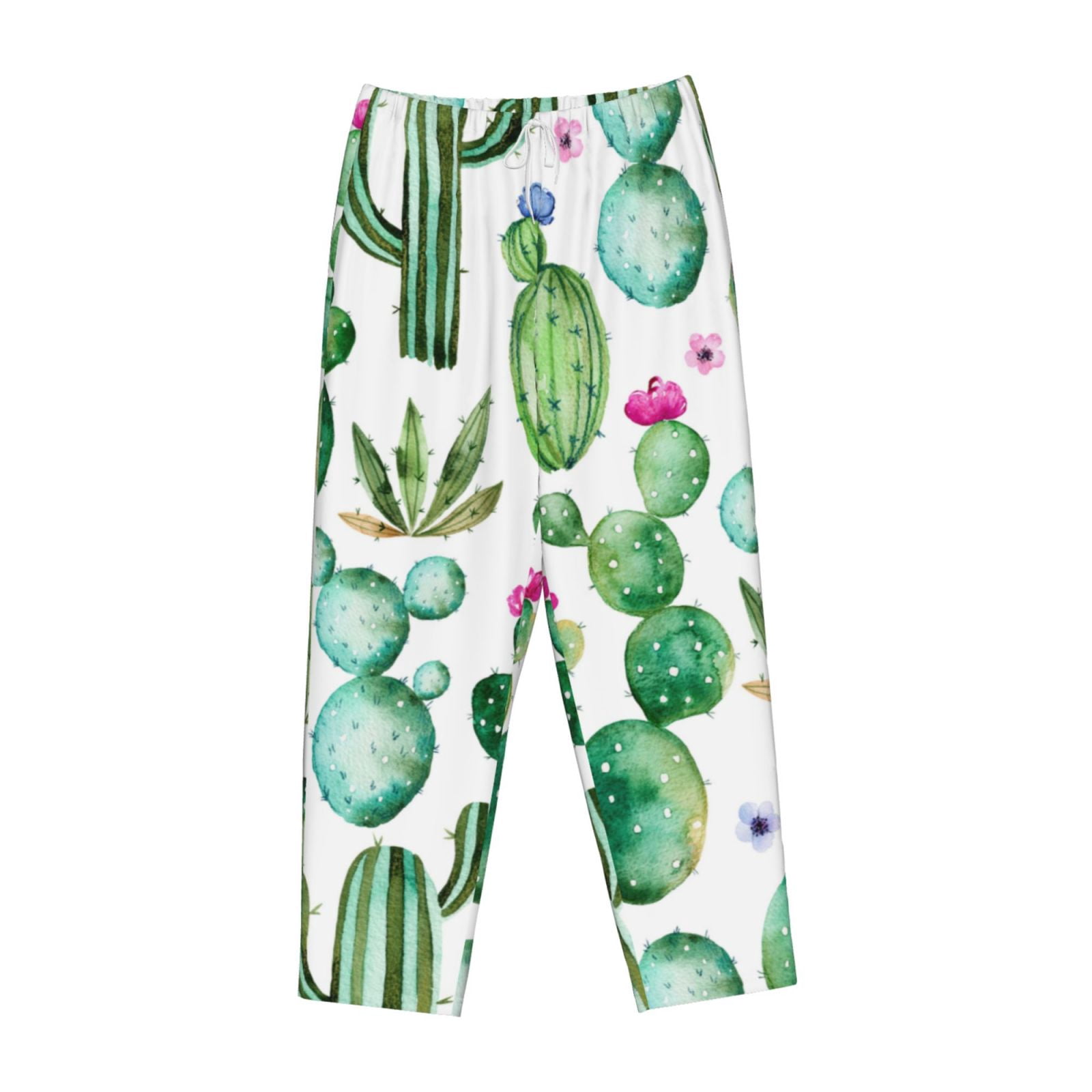 Lsque Cactus Plants1 Print Women's Pajama Pants, Lounge Pant ...