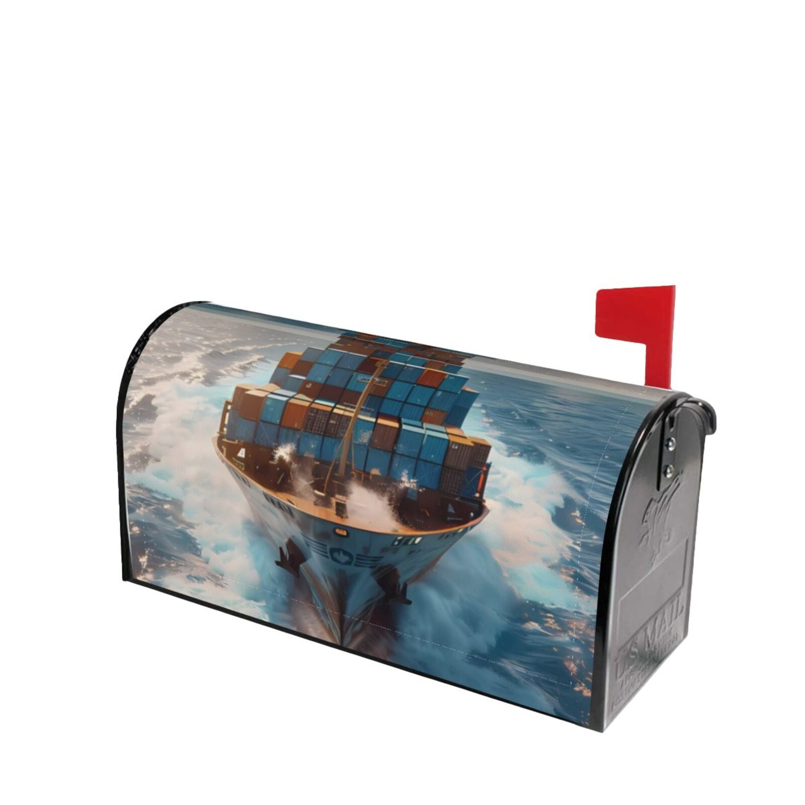 Lsque Cargo Ship At Sea Mailbox Cover Standard Size ,Magnetic Mailbox ...