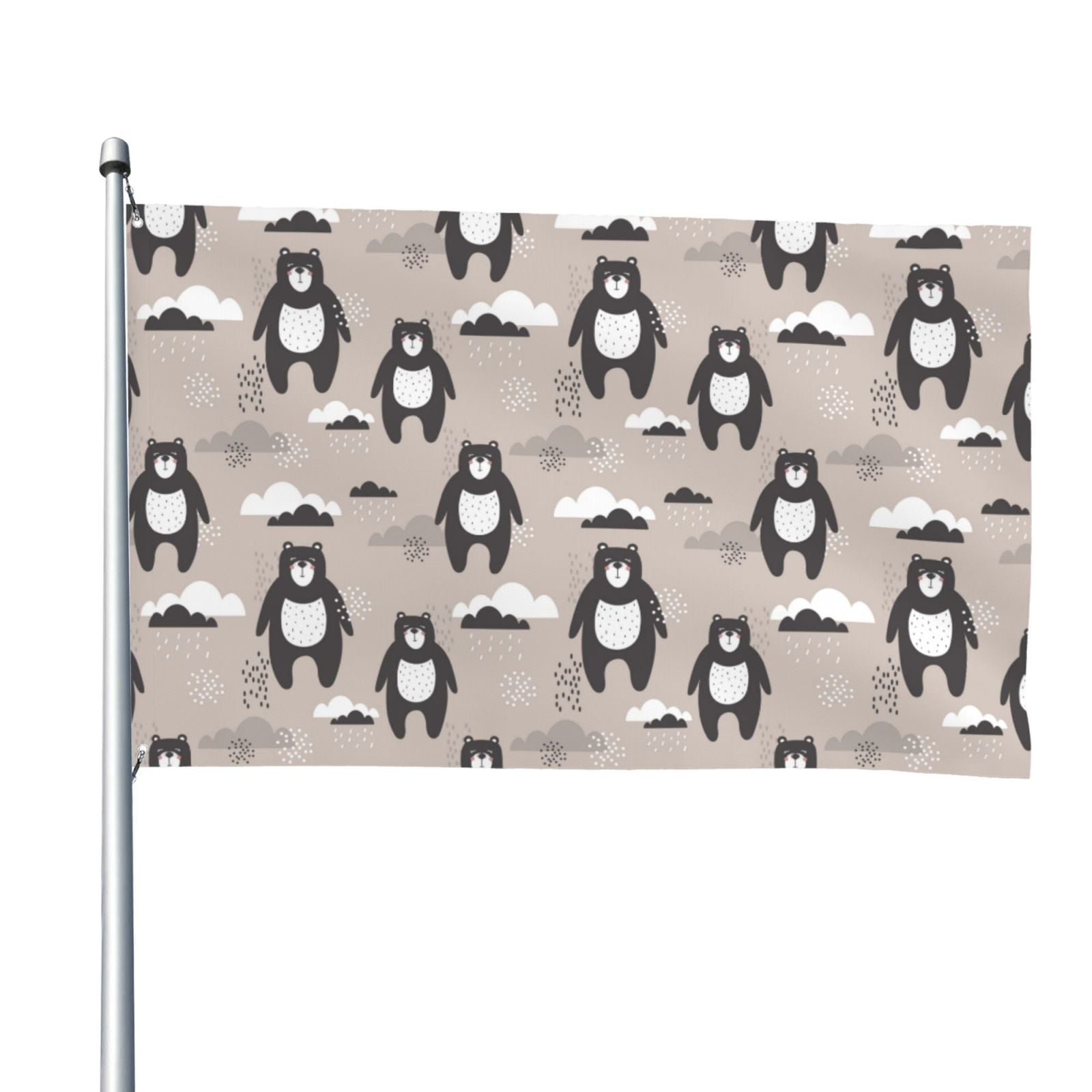 Lsque Cartoon Bear Brown Pattern Flag,Cartoon Bear Brown Printed Garden ...