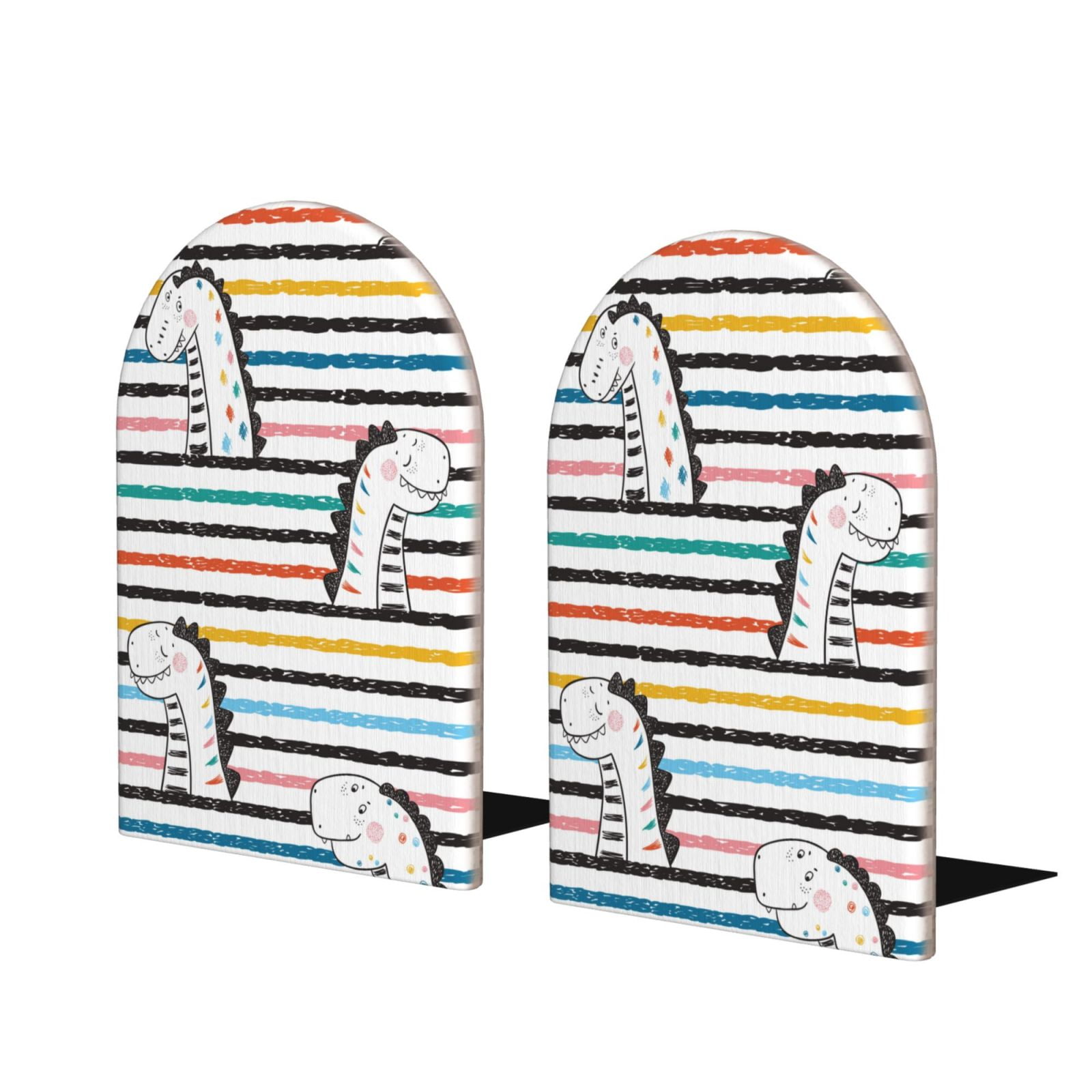 Lsque Cartoon Dinosaurs Printed Wood Bookends,Non-Skid Bookend for ...