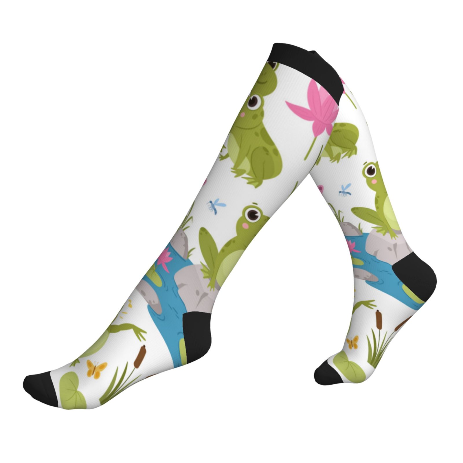 Lsque Cartoon Frogs Pattern Sport Compression Socks for Men & Women 15 ...