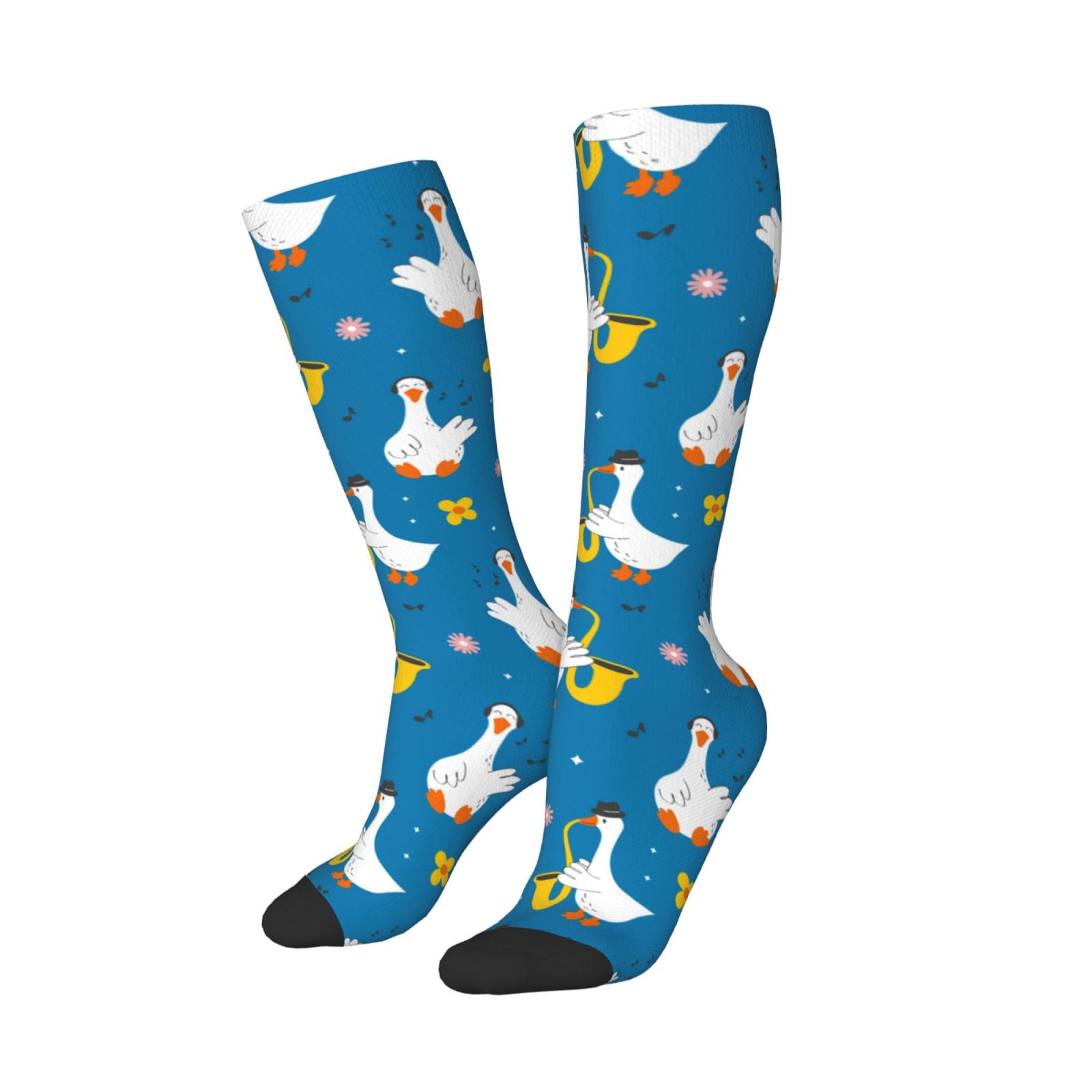 Lsque Cartoon Goose Printed Crew Socks Men's Women's LightWeight Thin ...