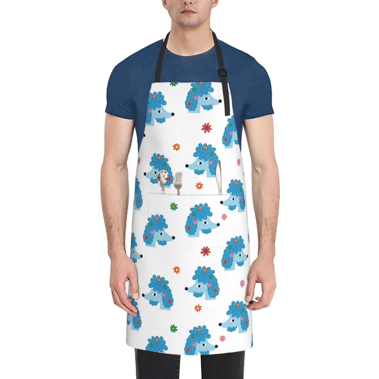 Lsque Cartoon Poodle Dog Waterproof Apron Chef Aprons for Men Heavy ...