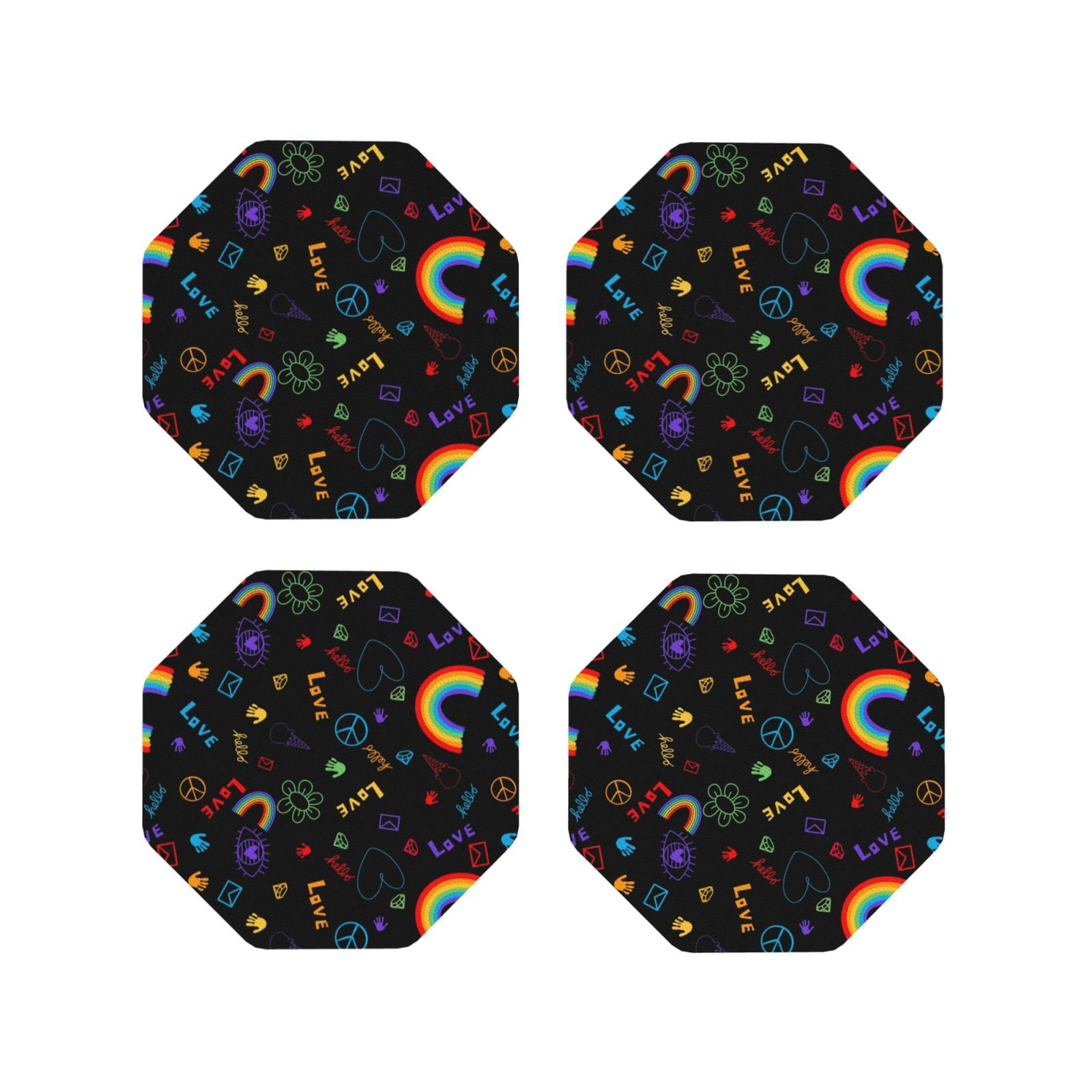 Lsque Cartoon Pride Lgbt Pattern 4" Drink Coasters Set of 4, PVC ...
