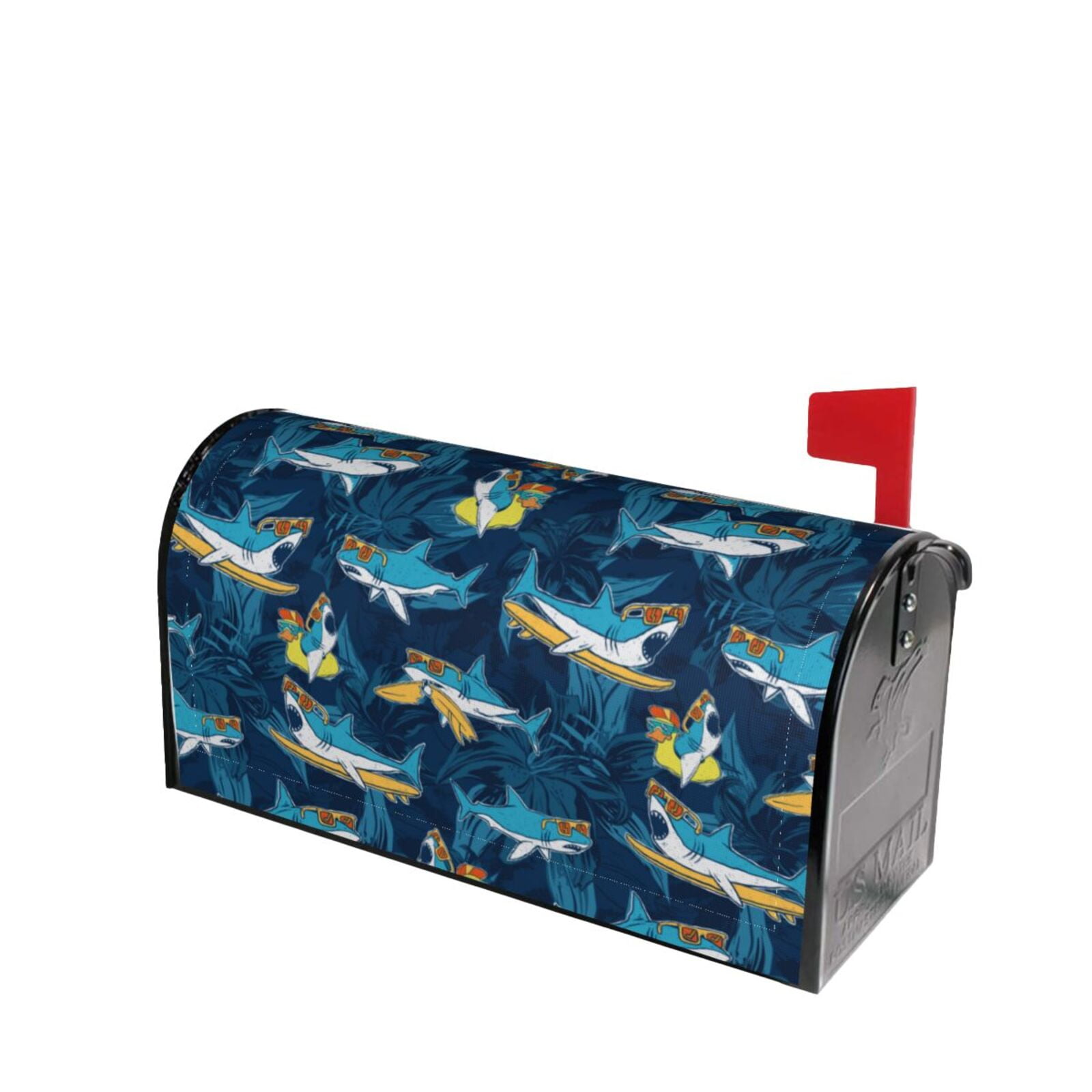 Lsque Cartoon Surfer Sharks Mailbox Cover Standard Size ,Magnetic ...