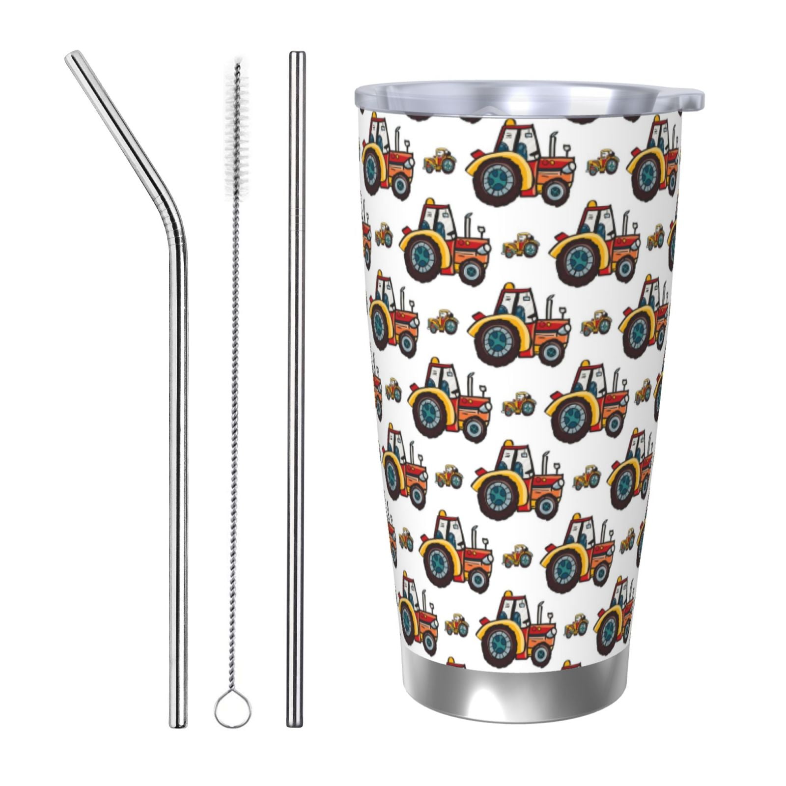 Lsque Cartoon Tractor Pattern 20oz Car Cup with Lid and Straw ...