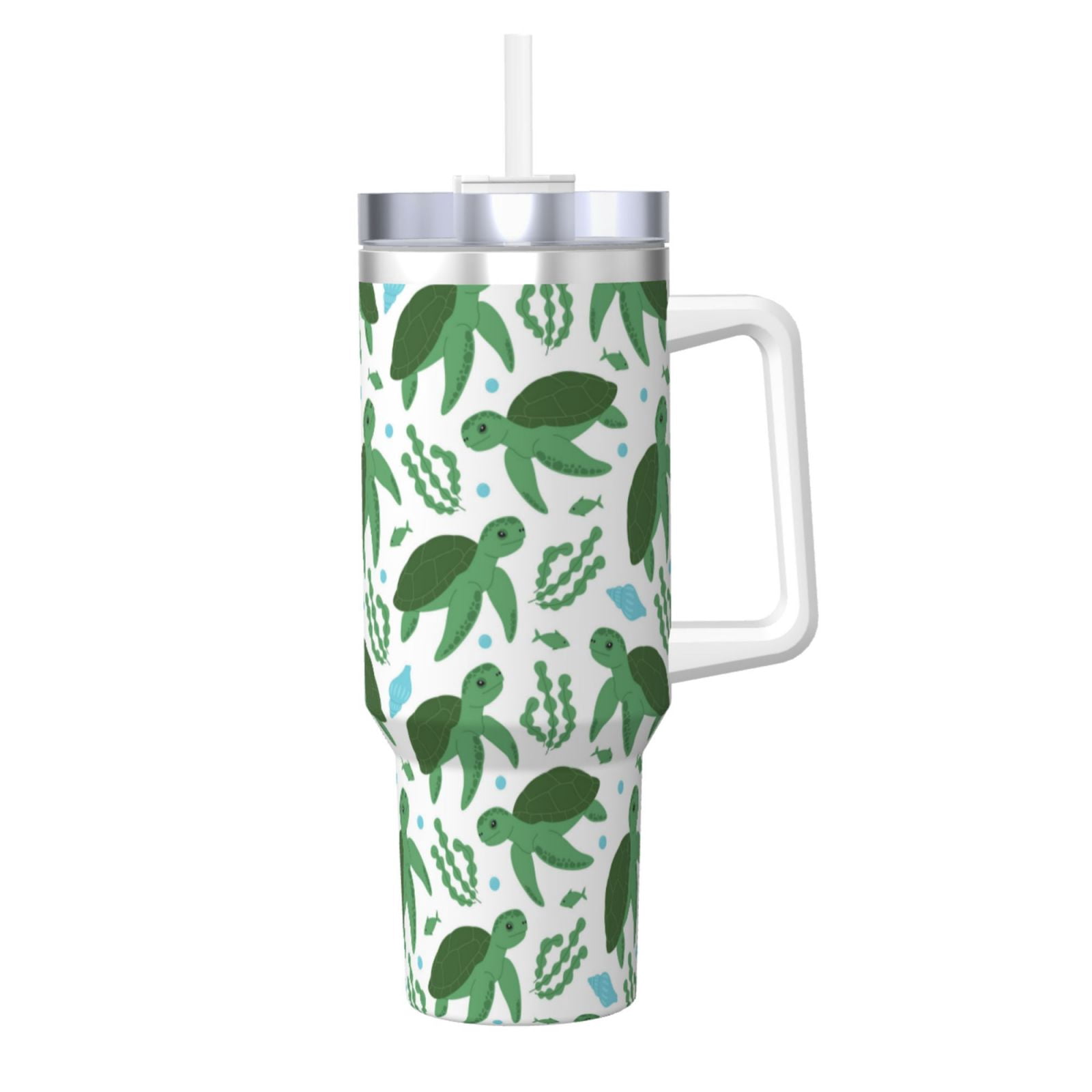 Lsque Cartoon Turtle Pattern 40 OZ Ice Bully Cup with Handle and Straw ...