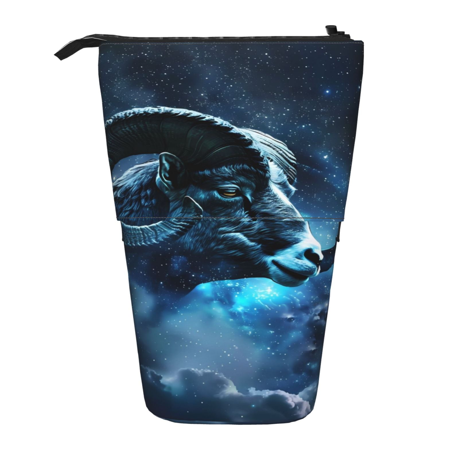 Lsque Celestial Ram Night Sky Pattern Telescopic Pencil Bag Pen Holder Stationery Case, Stand-up ...
