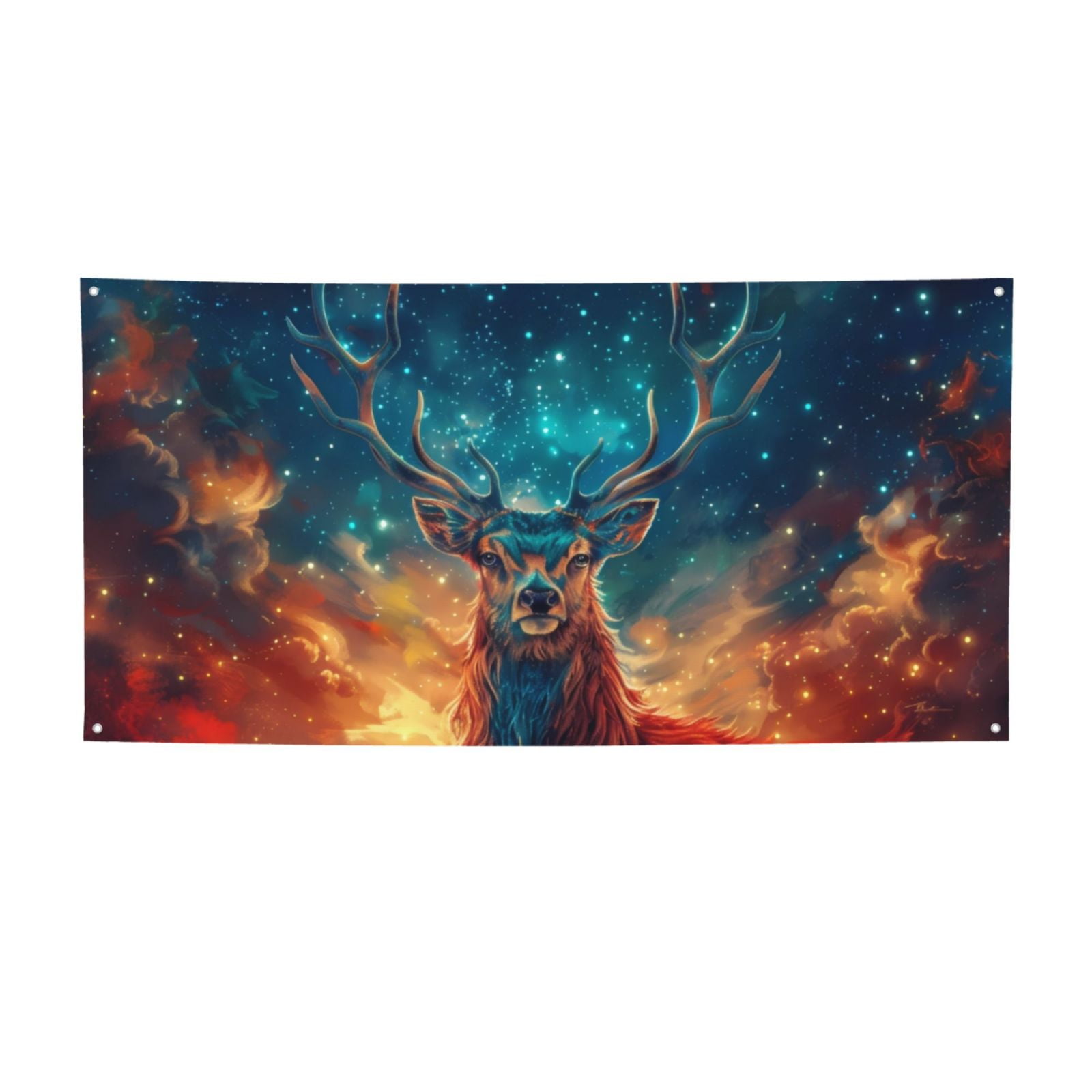 Lsque Celestial Stag Cosmic Glow Pattern Party Banner, Festive Banner ...