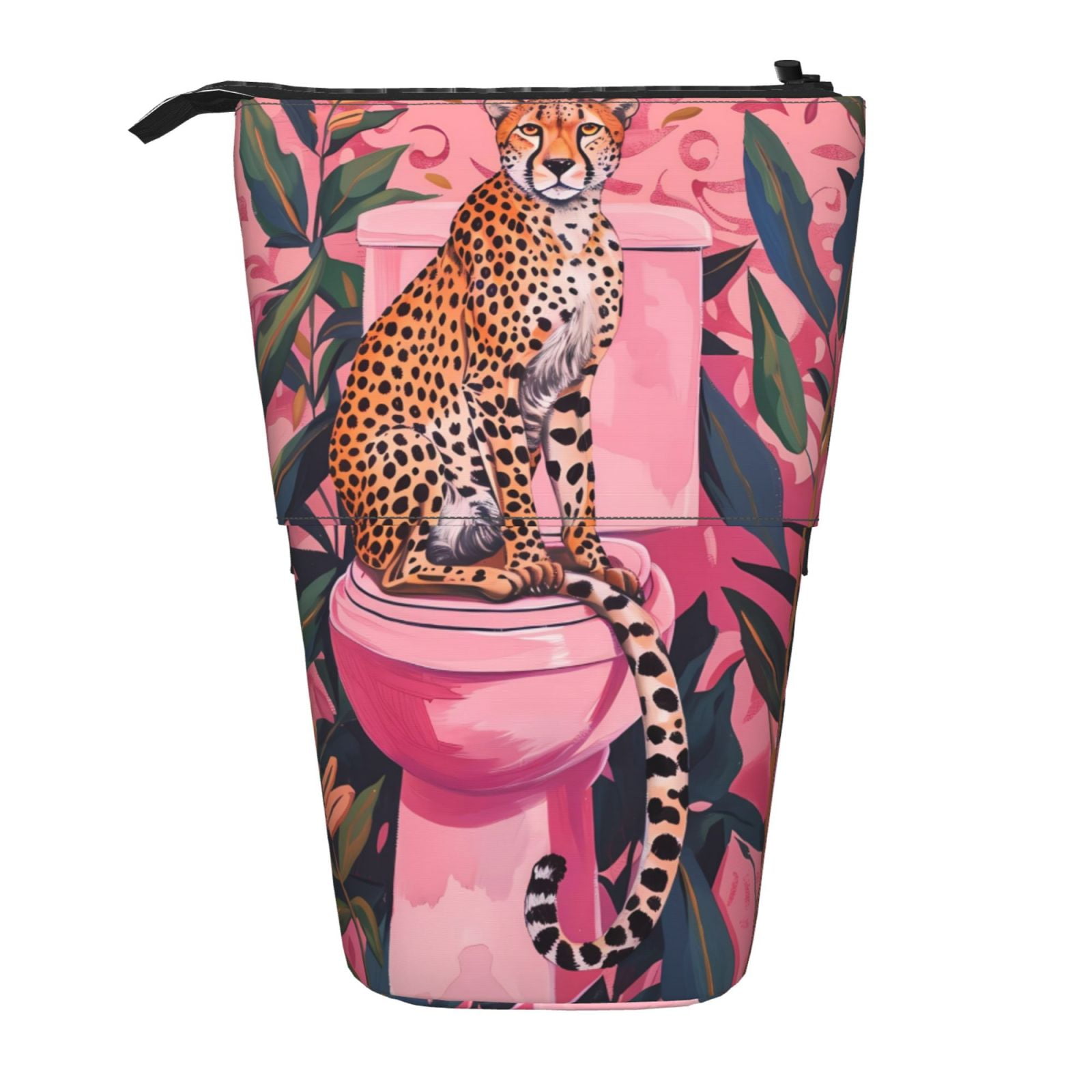 Lsque Cheetah On Toilet Humor Art Pattern Telescopic Pencil Bag Pen Holder Stationery Case ...