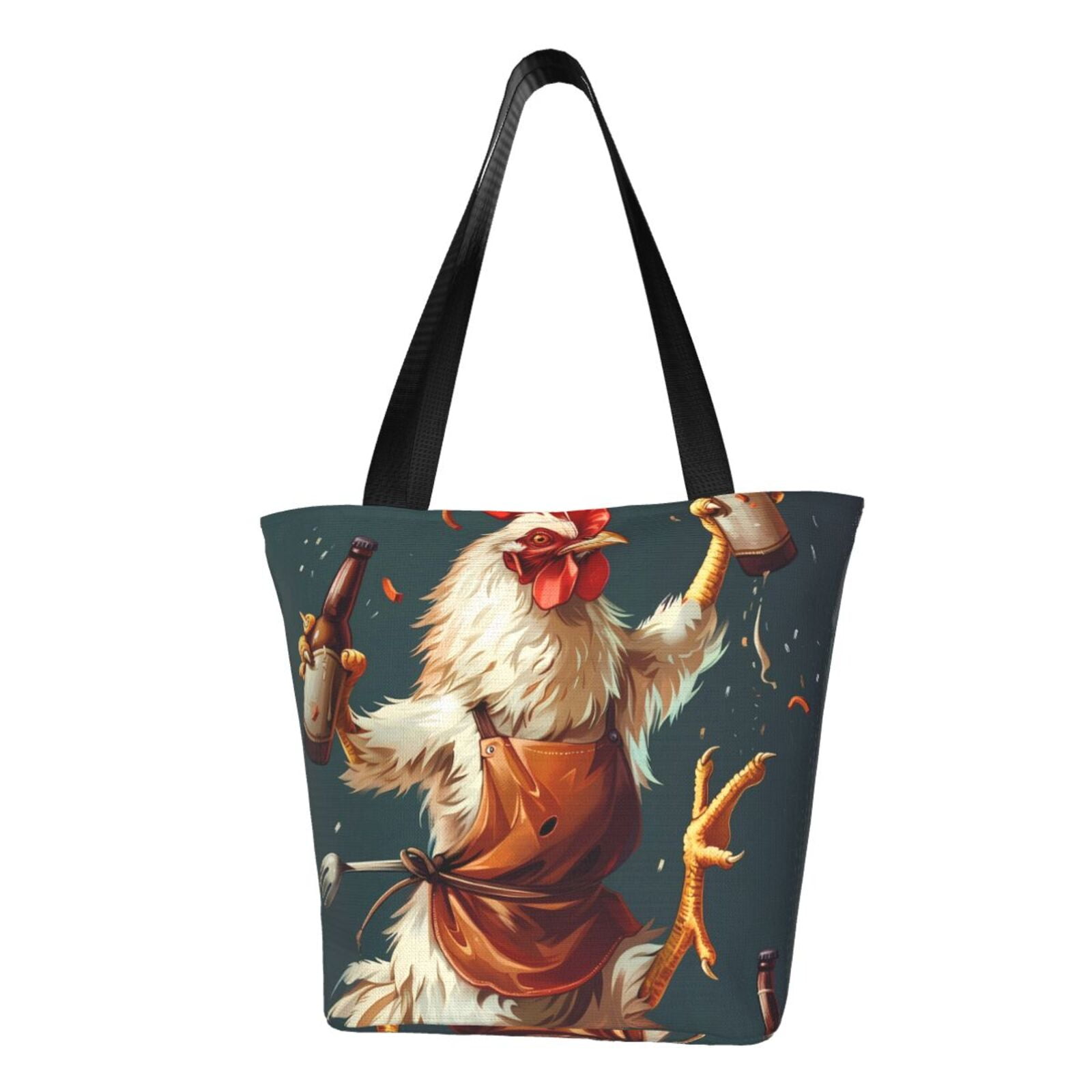 Lsque Chef Chicken With Beer Bottles Pattern Beach Tote,Shoulder ...