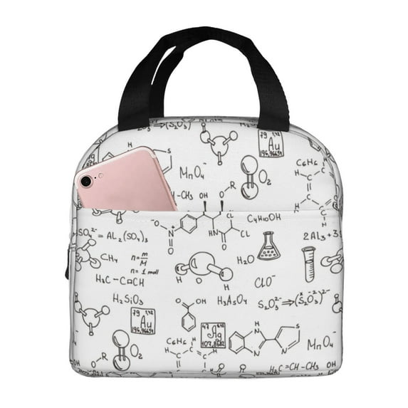 Lsque Chemical Formulas Pattern Lunch Bag Women/Men Insulated Lunch Box ...