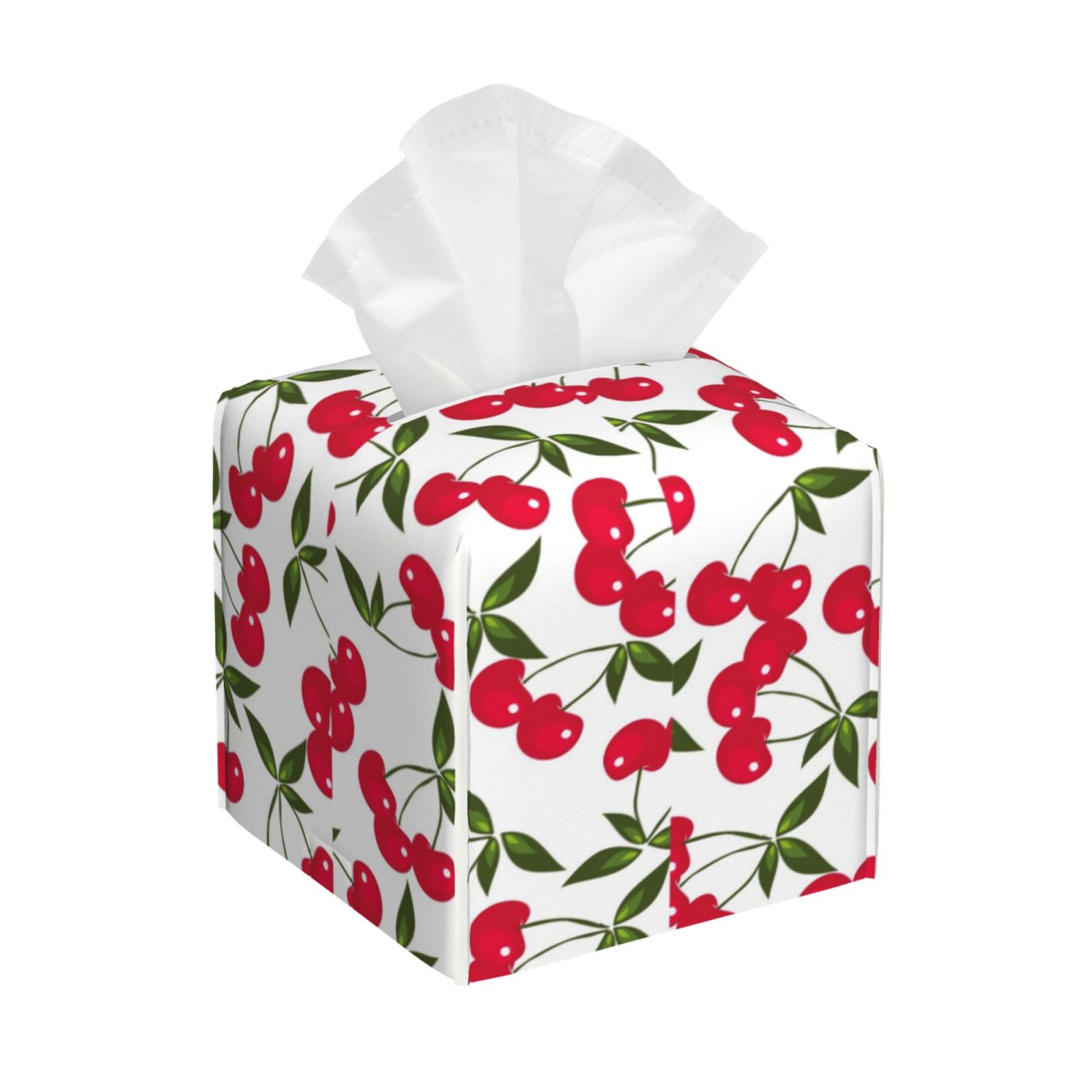 Lsque Cherry_1 Printed Tissue Box Cover Holder, Facial Paper Organizer ...