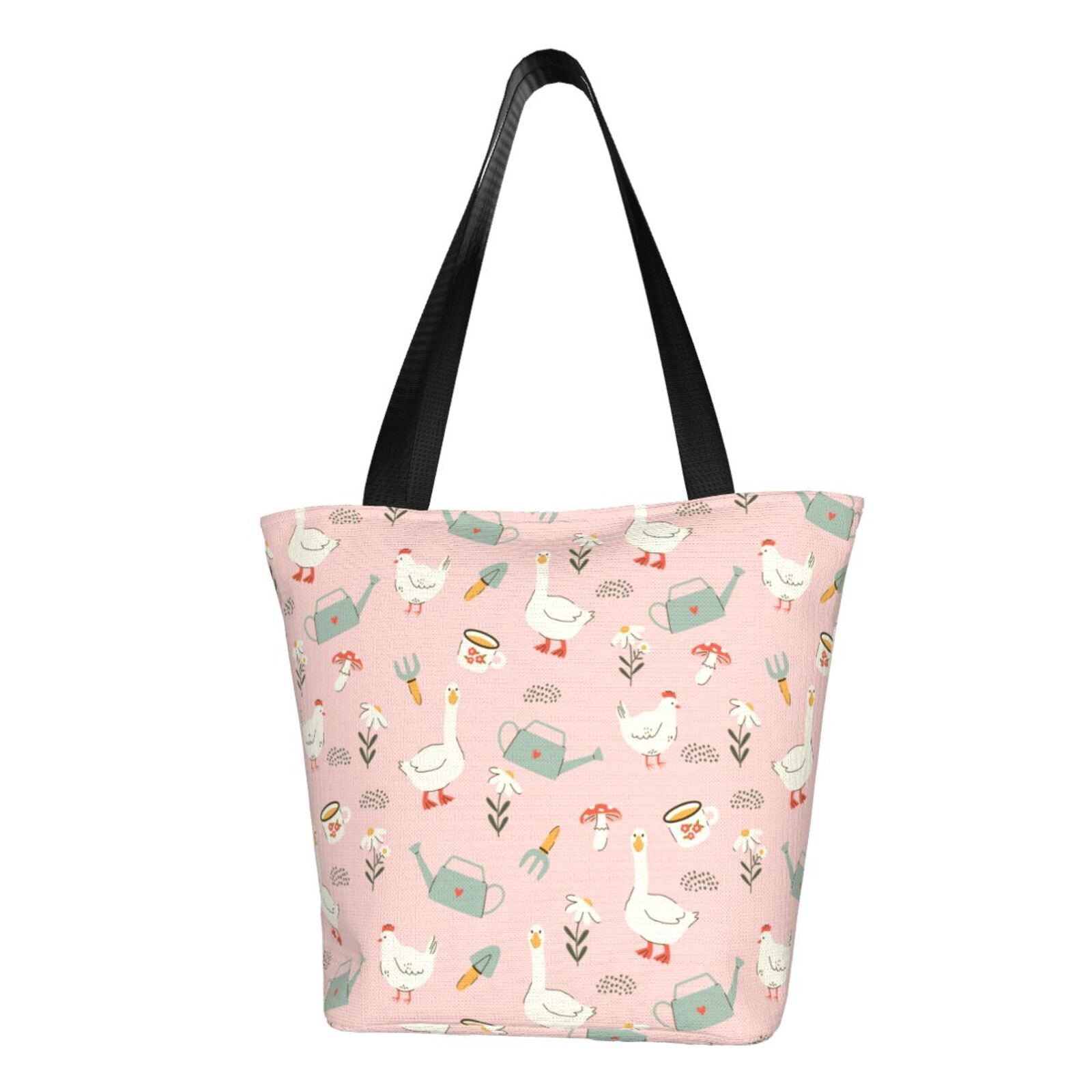 Lsque Chicken And Goose Pattern Beach Tote,Shoulder Handbag,Spacious ...