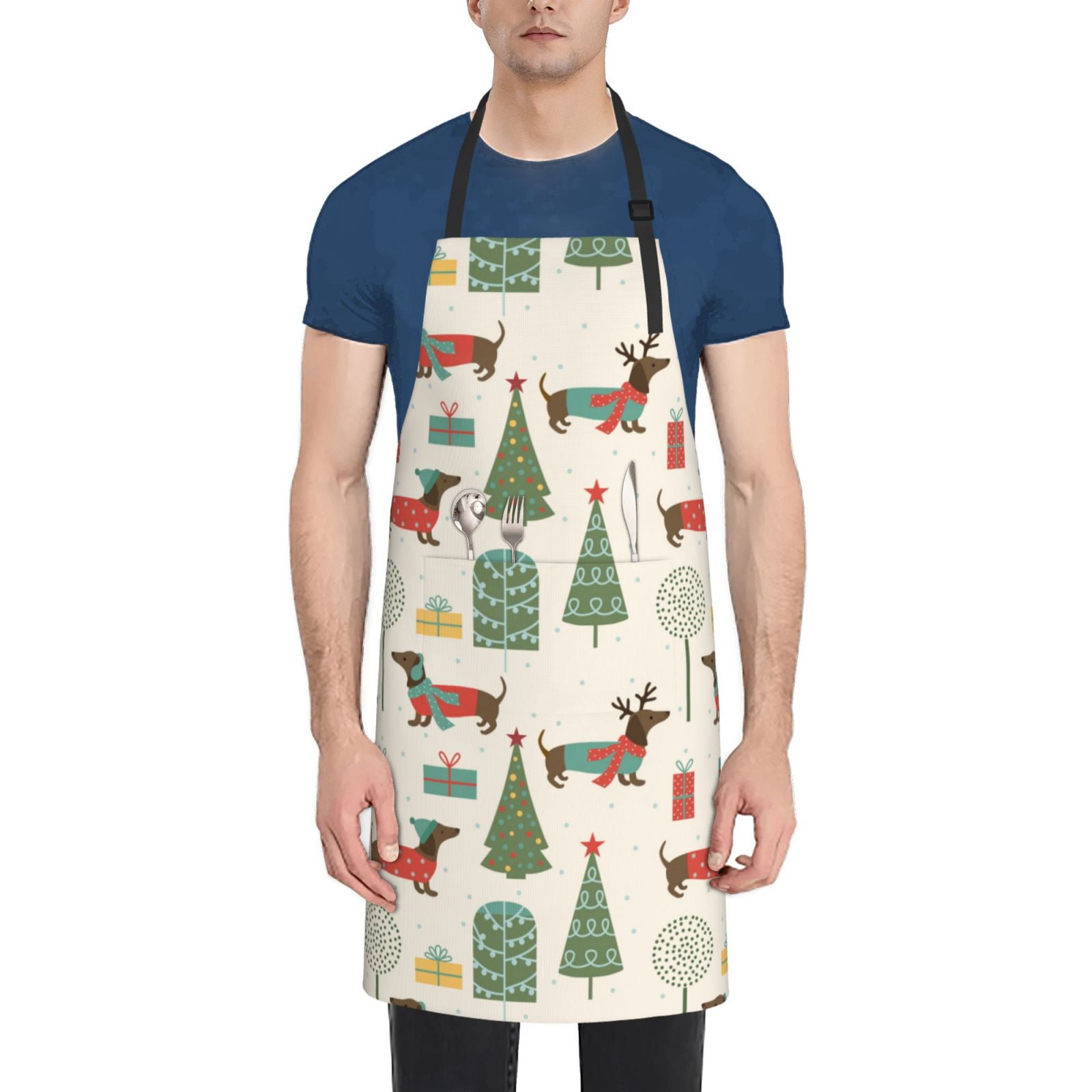 Lsque Christmas Dachshund Dog Waterproof Apron Chef Aprons for Men ...