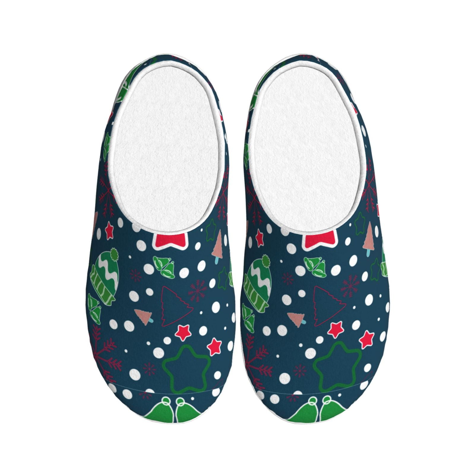 Lsque Christmas Pattern Womens Comfort Cotton on Scuff With Memory Foam ...