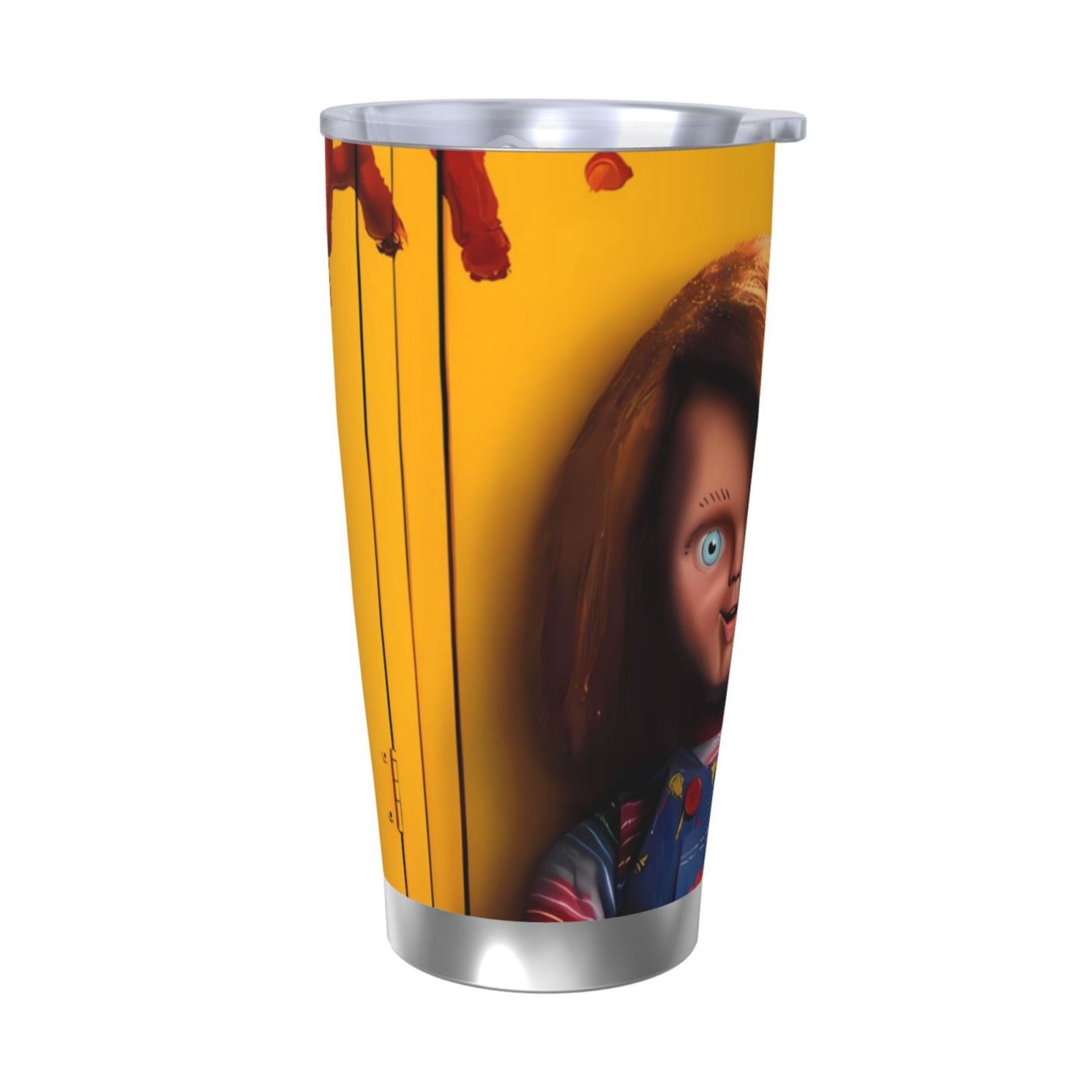 Lsque Chucky Pattern 20oz Car Cup with Lid and Straw, Insulated Coffee ...