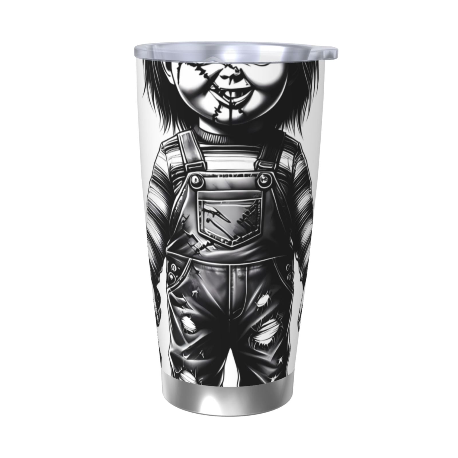 Lsque Chucky Pattern 20oz Car Cup with Lid and Straw, Insulated Coffee ...