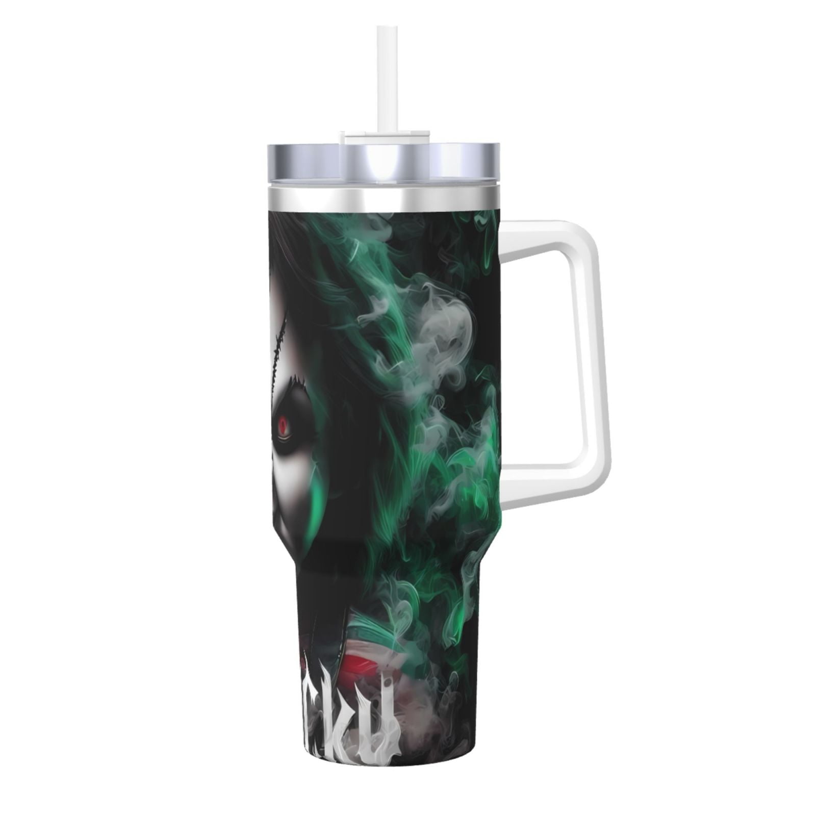 Lsque Chucky Pattern 40 OZ Ice Bully Cup with Handle and Straw, Double ...