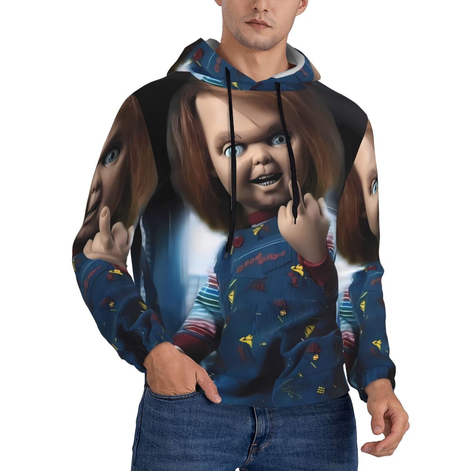 Lsque Chucky Pattern Casual Men's Hoodie,Hooded Sweatshirt with ...