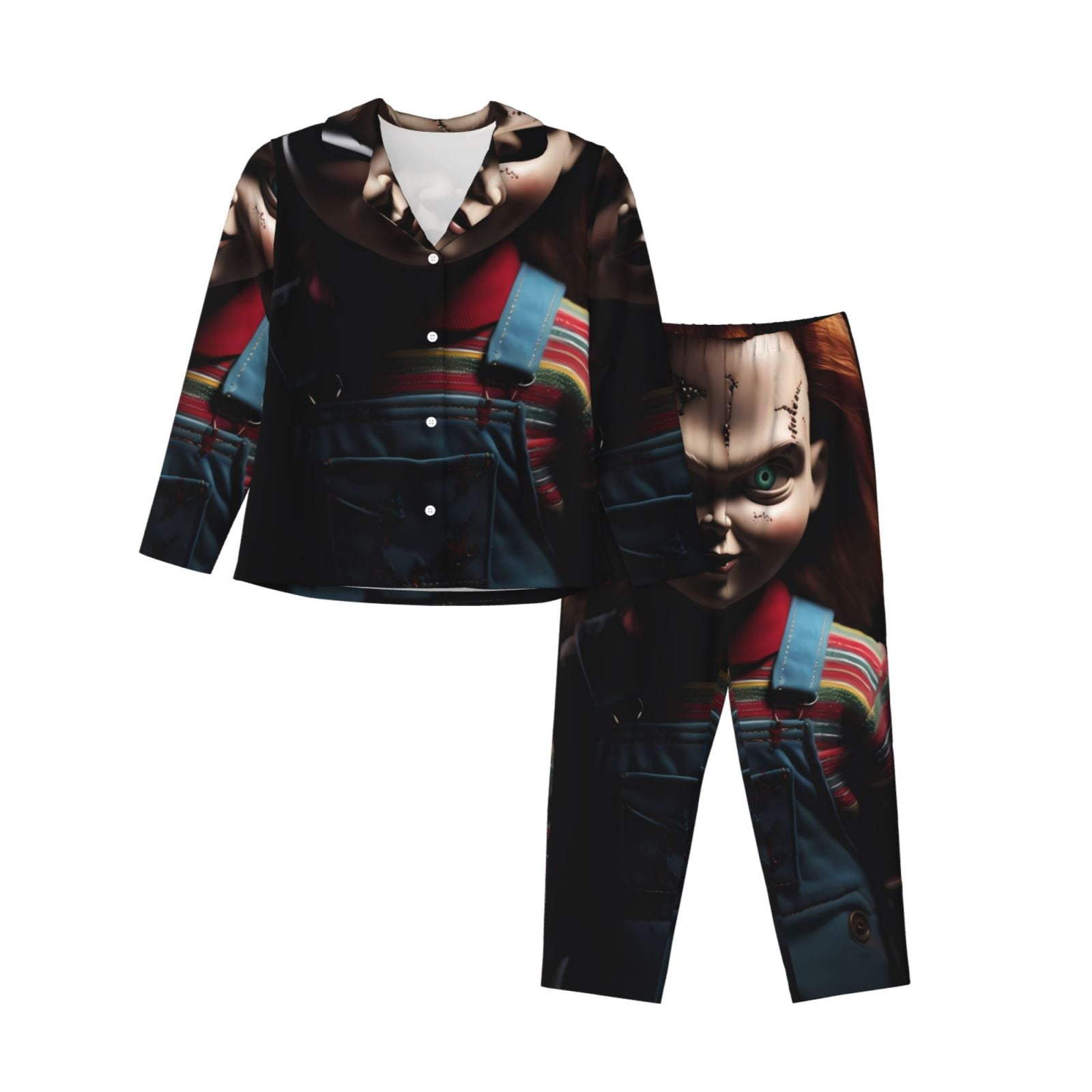 Lsque Chucky Pattern Long Sleeve Pajama Set for Women - Soft 2-Piece ...