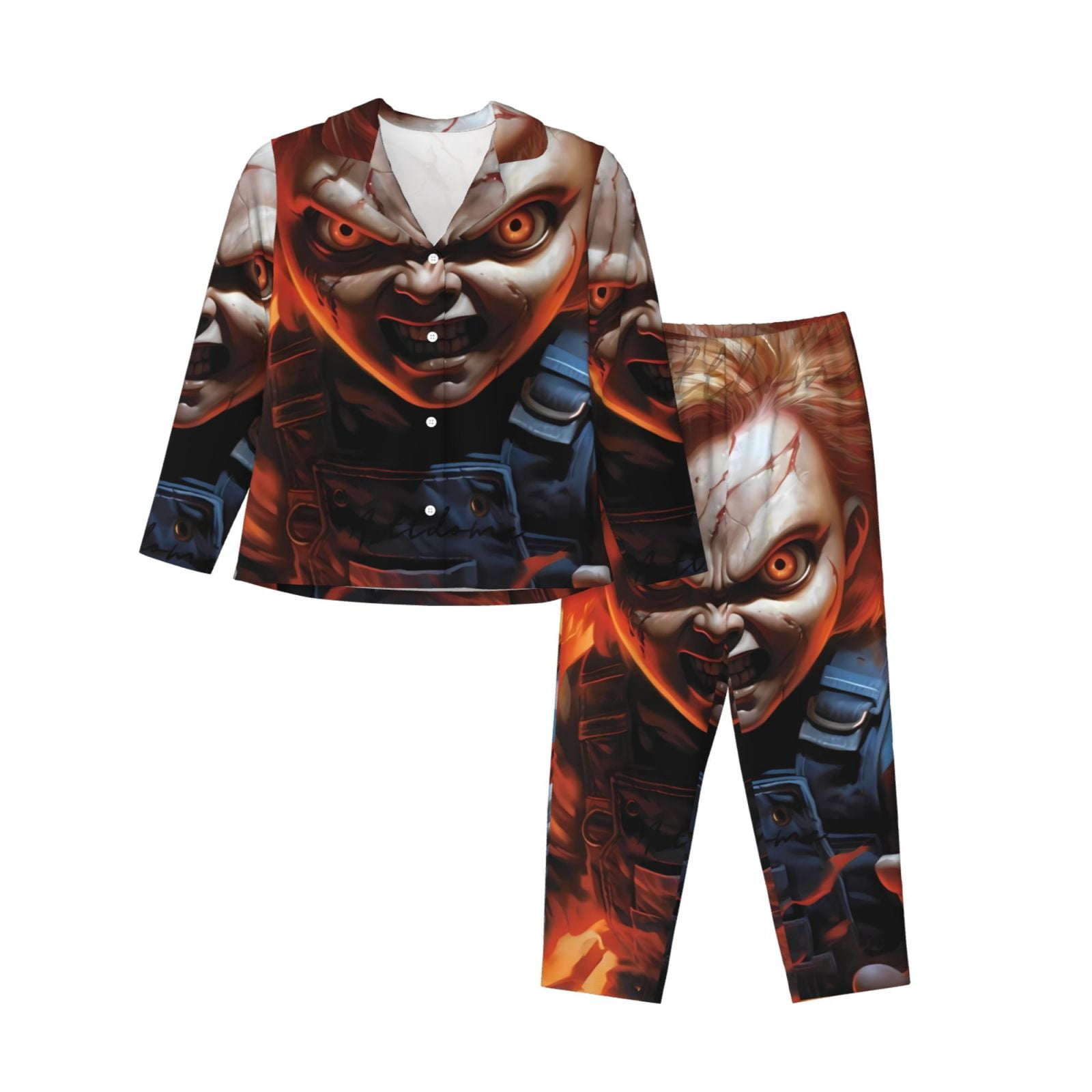 Lsque Chucky Pattern Long Sleeve Pajama Set for Women - Soft 2-Piece ...