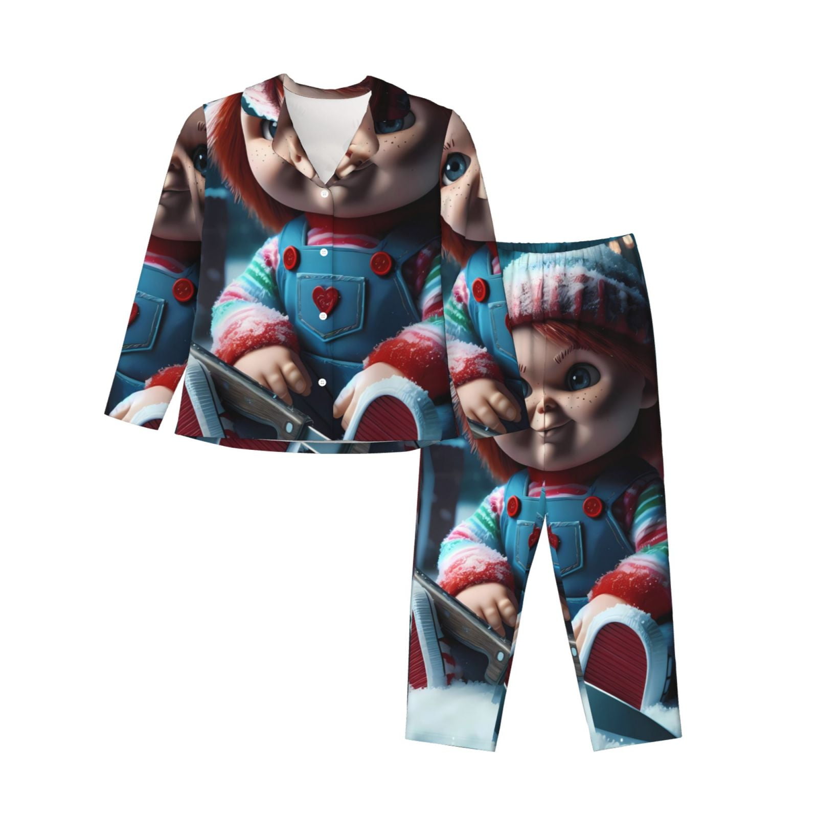 Lsque Chucky Pattern Long Sleeve Pajama Set for Women - Soft 2-Piece ...