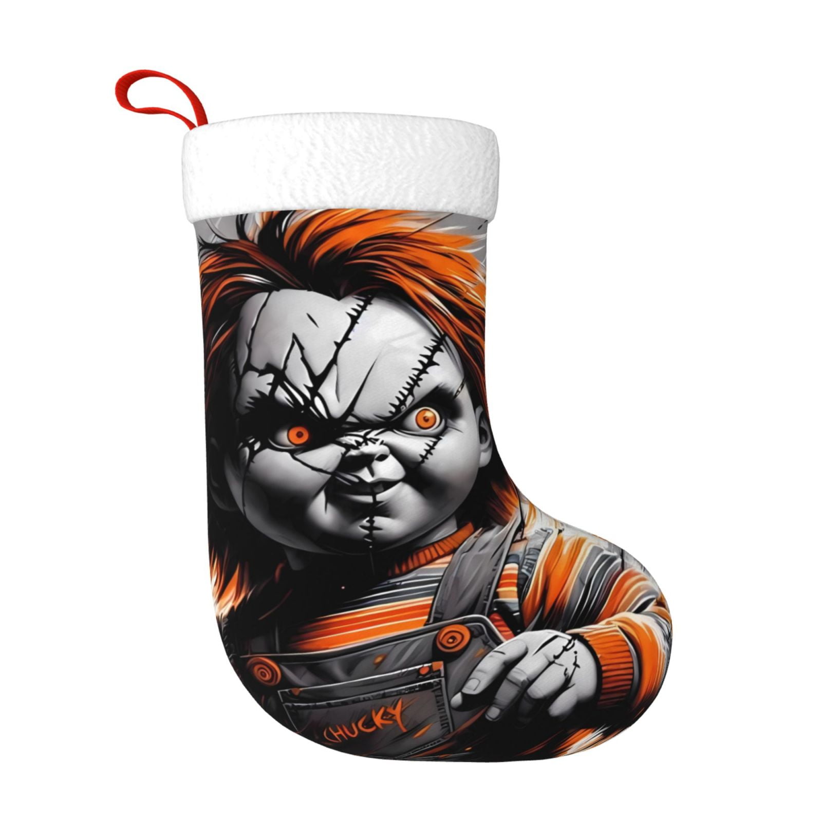 Lsque Chucky Print Christmas Stockings with Initials, 18” Large Knit ...
