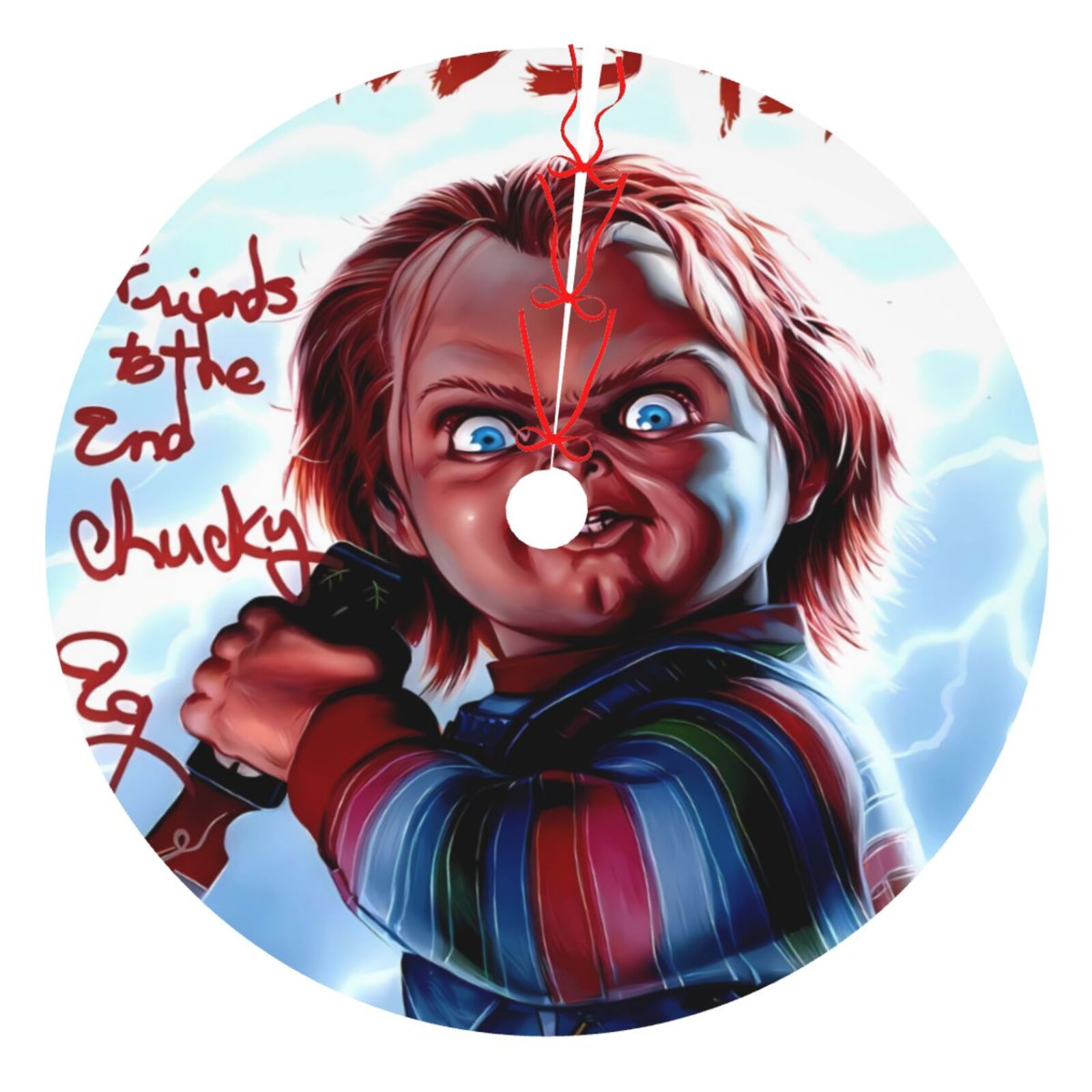 Lsque Chucky Print Christmas Tree Skirt, Tree Skirt with Ties or Velcro ...